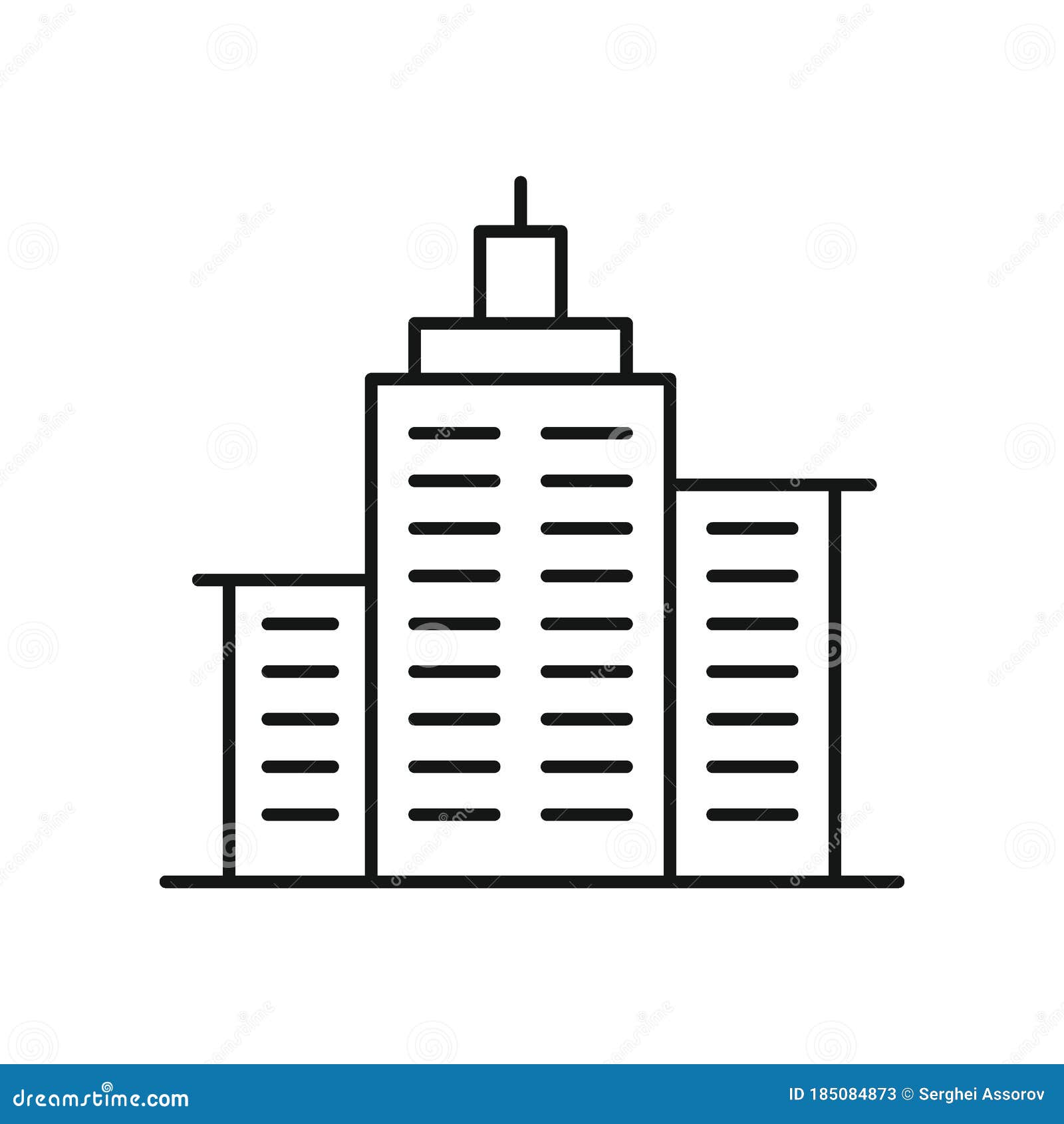 Line Vector Building on White Background Stock Vector - Illustration of ...