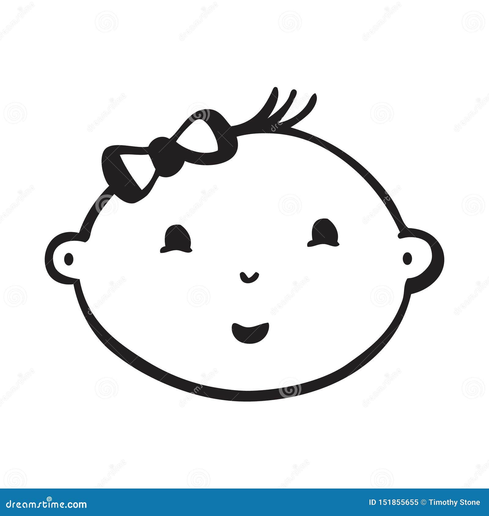 Line Vector Drawing of Smiling Baby Face Stock Vector - Illustration of ...