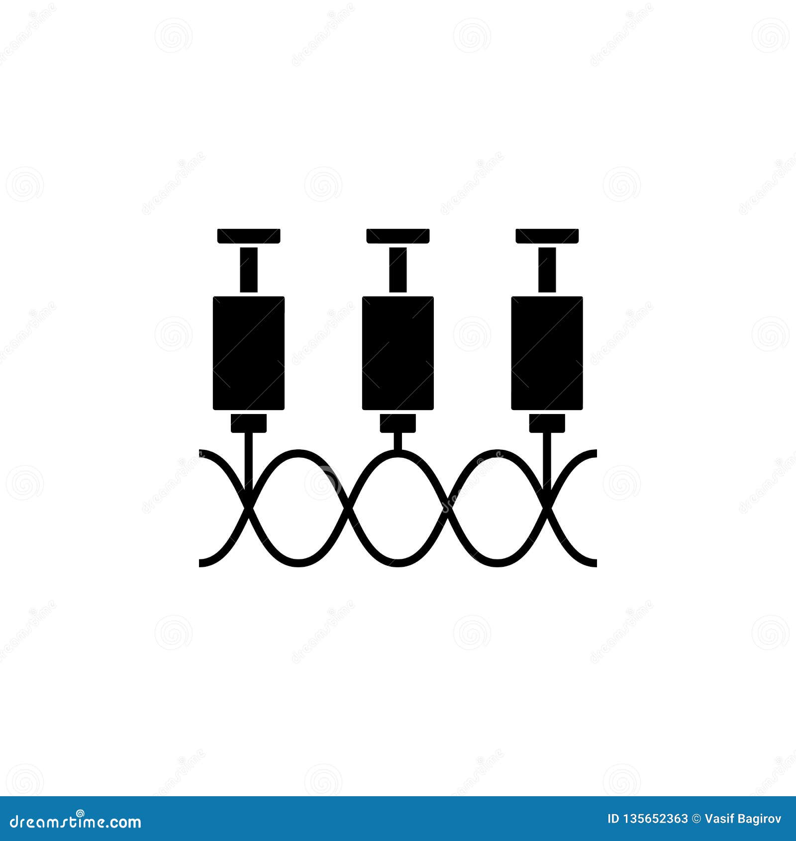 Line Vector Icon Illustration of DNA Injection, Genetic Modification ...