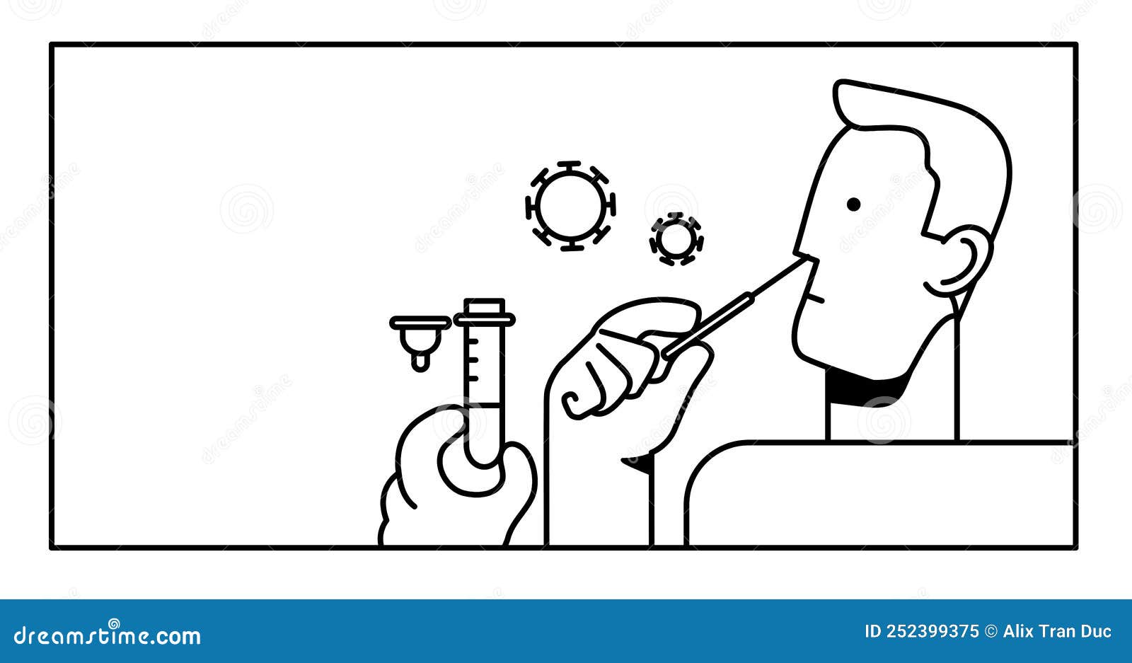 Line Vector Icon of Man Using Antigen Self Test Stock Vector ...