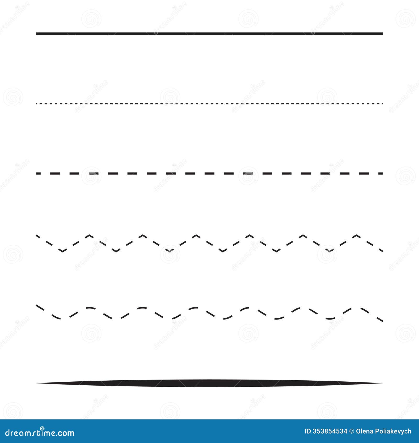 Line Vector Set. Dashed and Solid Lines. Minimalist Black Shapes ...
