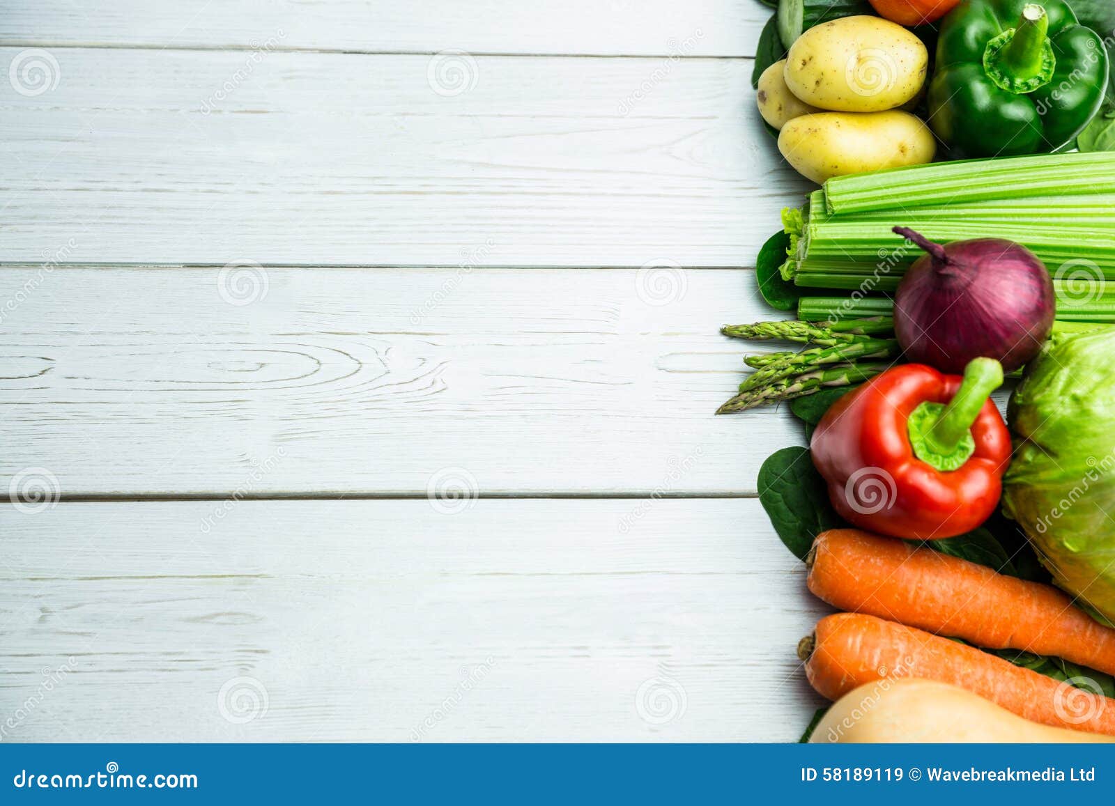 Line of Vegetables on Table Stock Image - Image of copy, asparagus ...