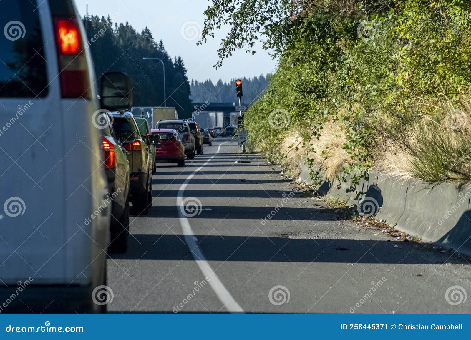 Line of Vehicles Waiting To Enter Freeway Stock Image - Image of light ...