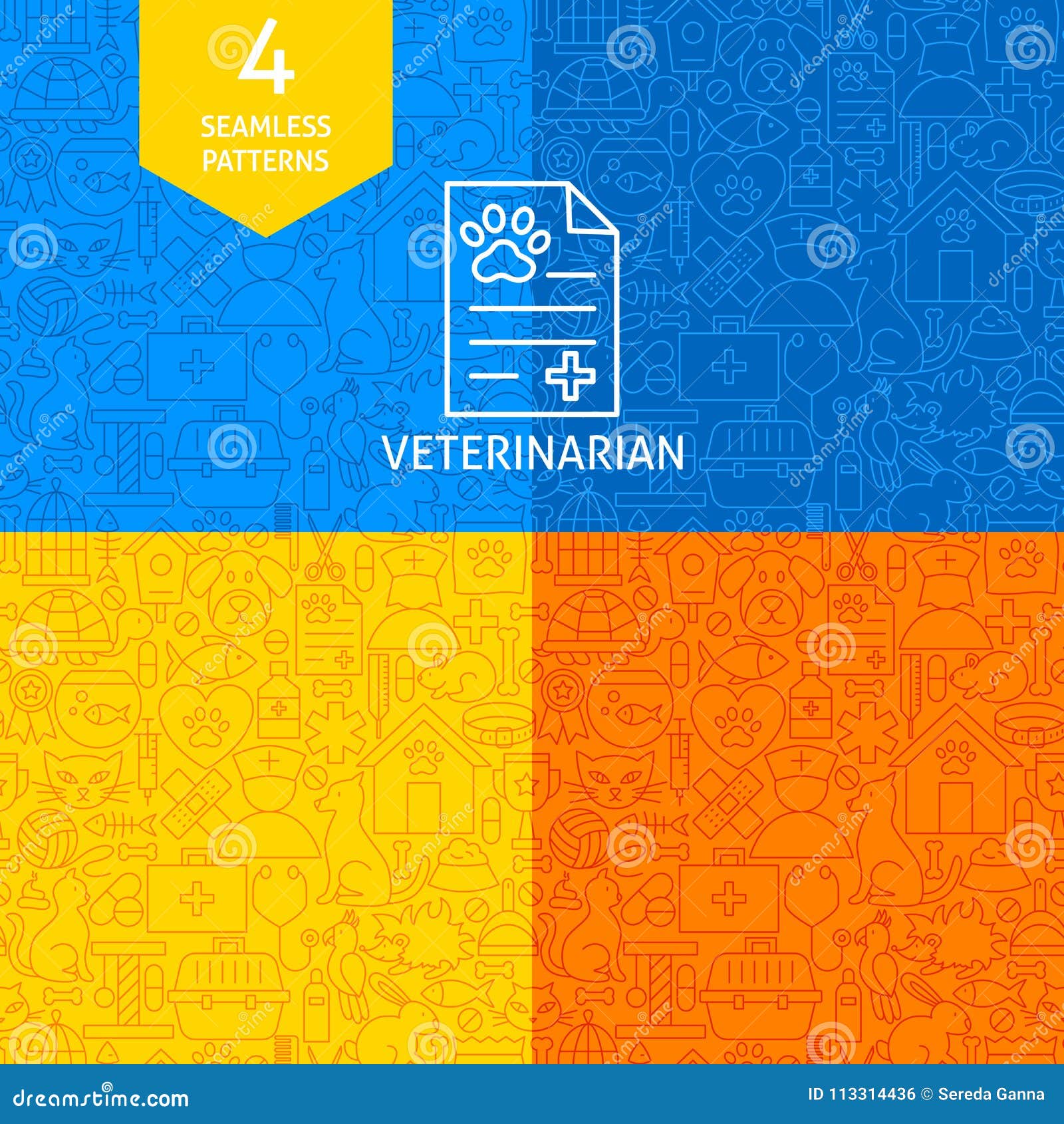 Line Veterinary Patterns Vector Illustration | CartoonDealer.com #113314436