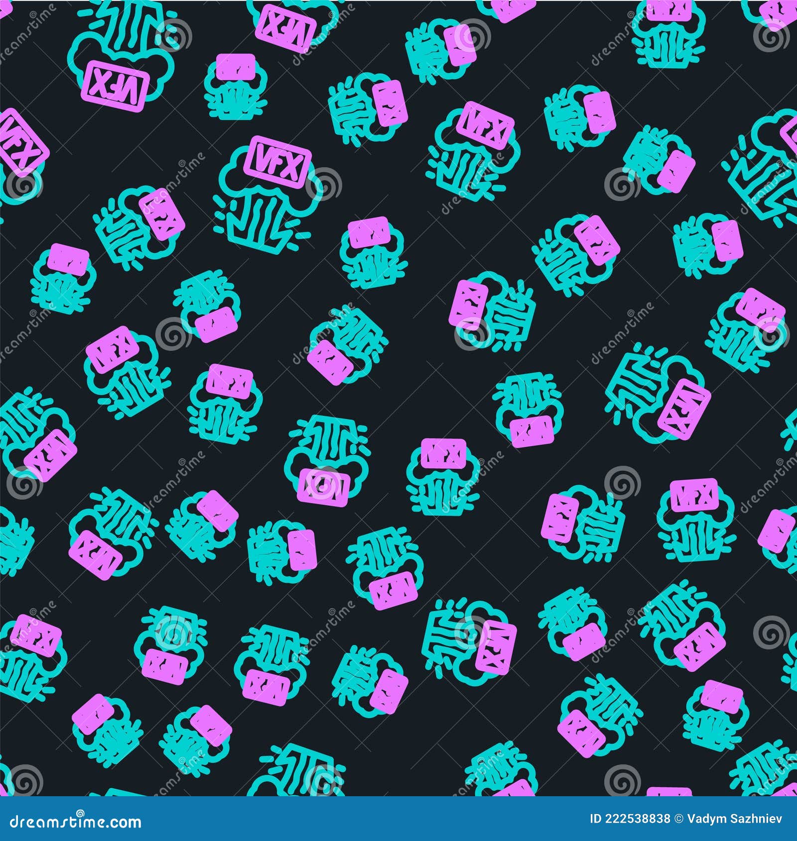 Line VFX Icon Isolated Seamless Pattern on Black Background. Vector ...