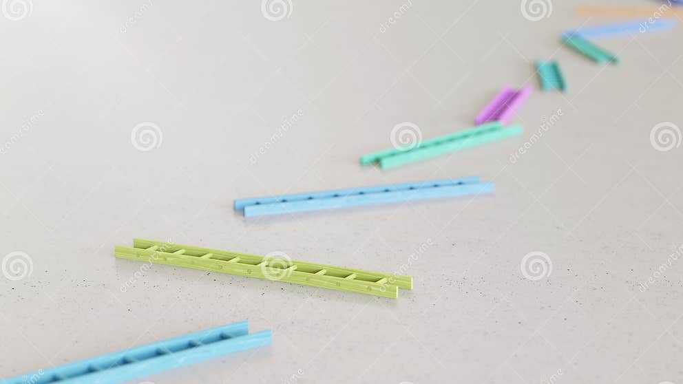 Line of Vibrantly Colored Ladders on Simple Light Grey Surface Stock ...
