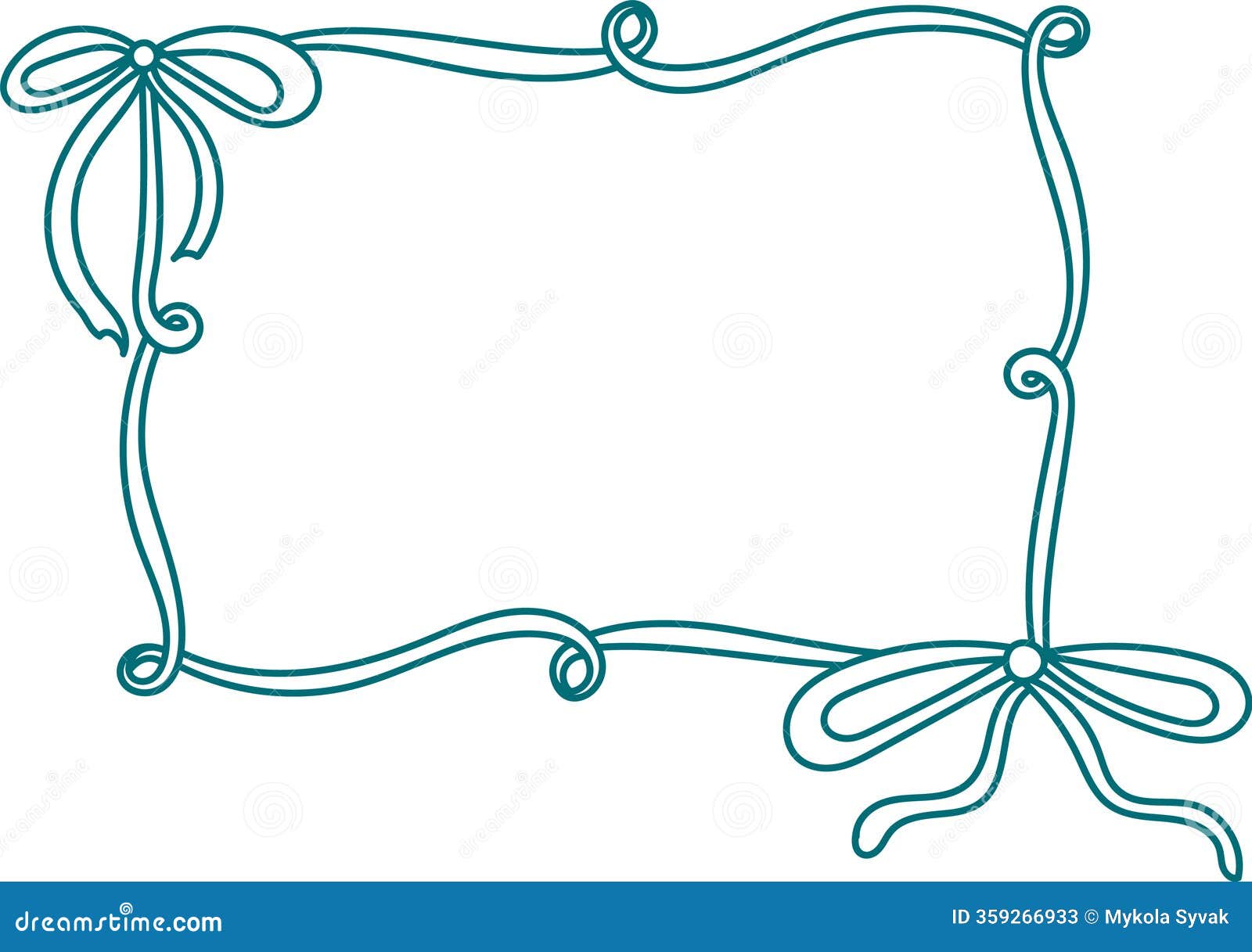 Line Vintage Rectangle Frame with Bow Stock Illustration - Illustration ...
