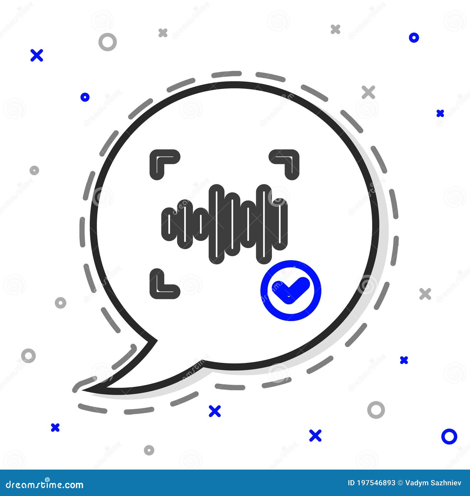 Line Voice Recognition Icon Isolated on White Background. Voice ...