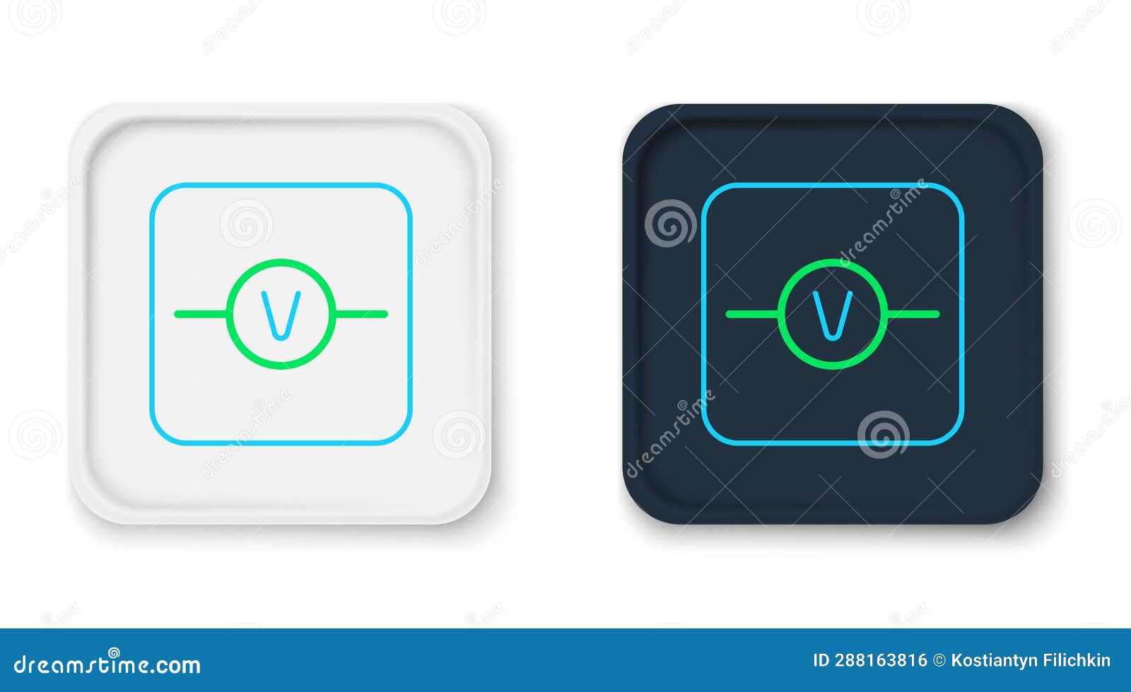 Line Voltmeter Electronic Component Icon Isolated on White Background ...