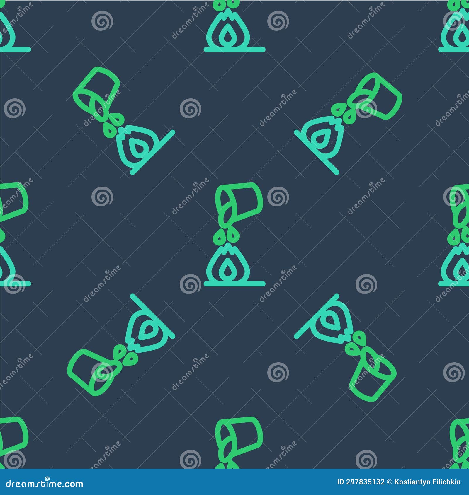Line Water Bucket Extinguishing a Fire Icon Isolated Seamless Pattern ...