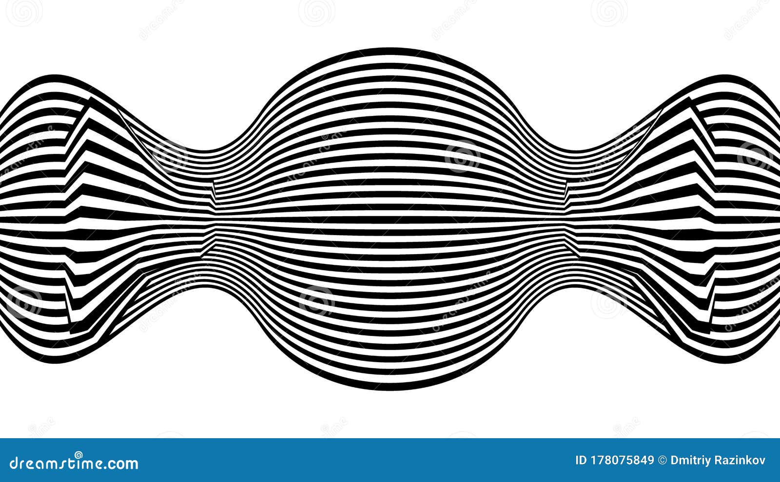 Line Waves Illusion Optical. Black and White Seamless Horisontal ...