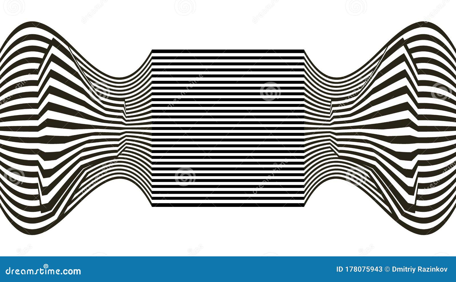 Line Waves Illusion Optical. Black and White Seamless Horisontal ...