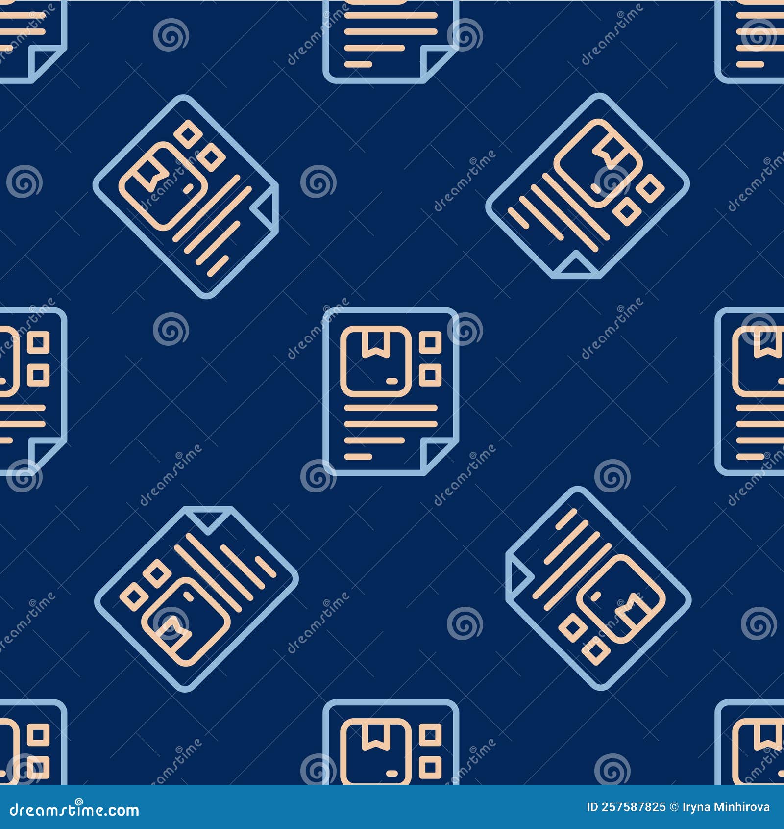 Line Waybill Icon Isolated Seamless Pattern on Blue Background. Vector ...