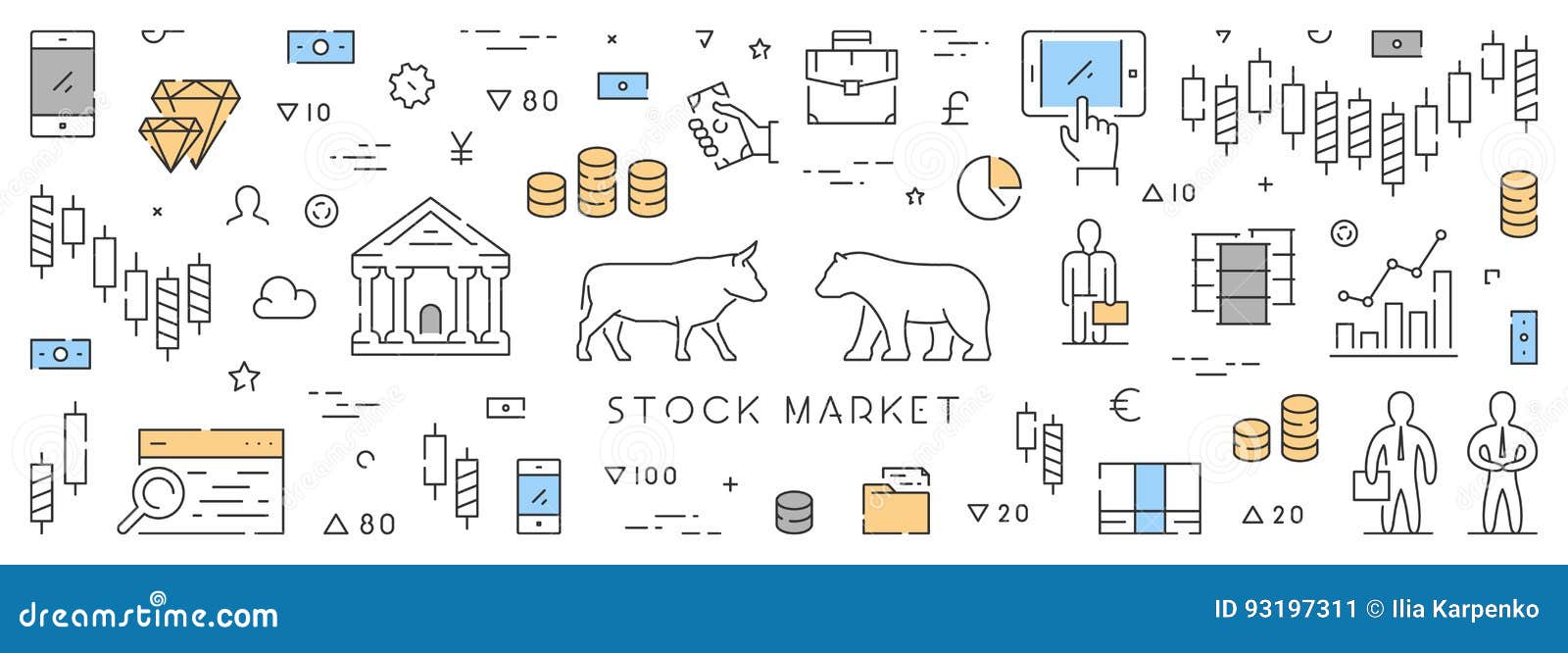 Line Web Banner for Stock Market Stock Illustration - Illustration of ...