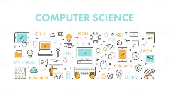 Line Web Concept for Computer Science Stock Illustration - Illustration ...