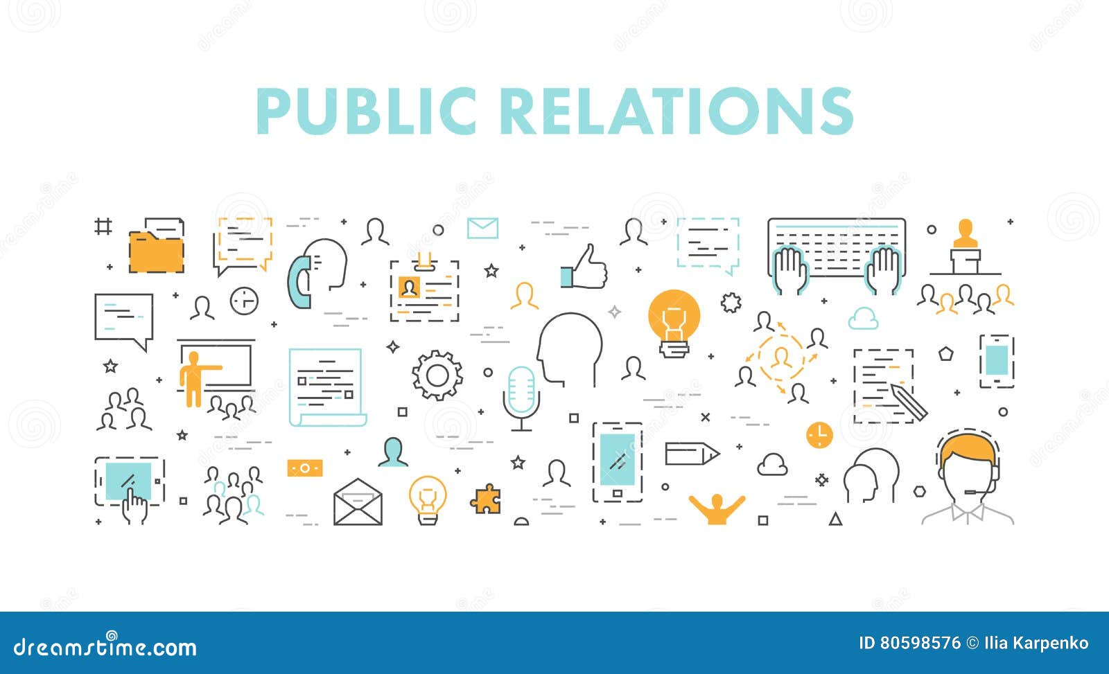 Line Web Concept for Public Relations Stock Illustration - Illustration ...