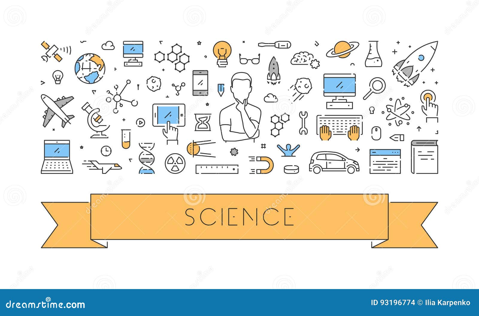 Line Web Design Concept for Science Stock Illustration - Illustration ...