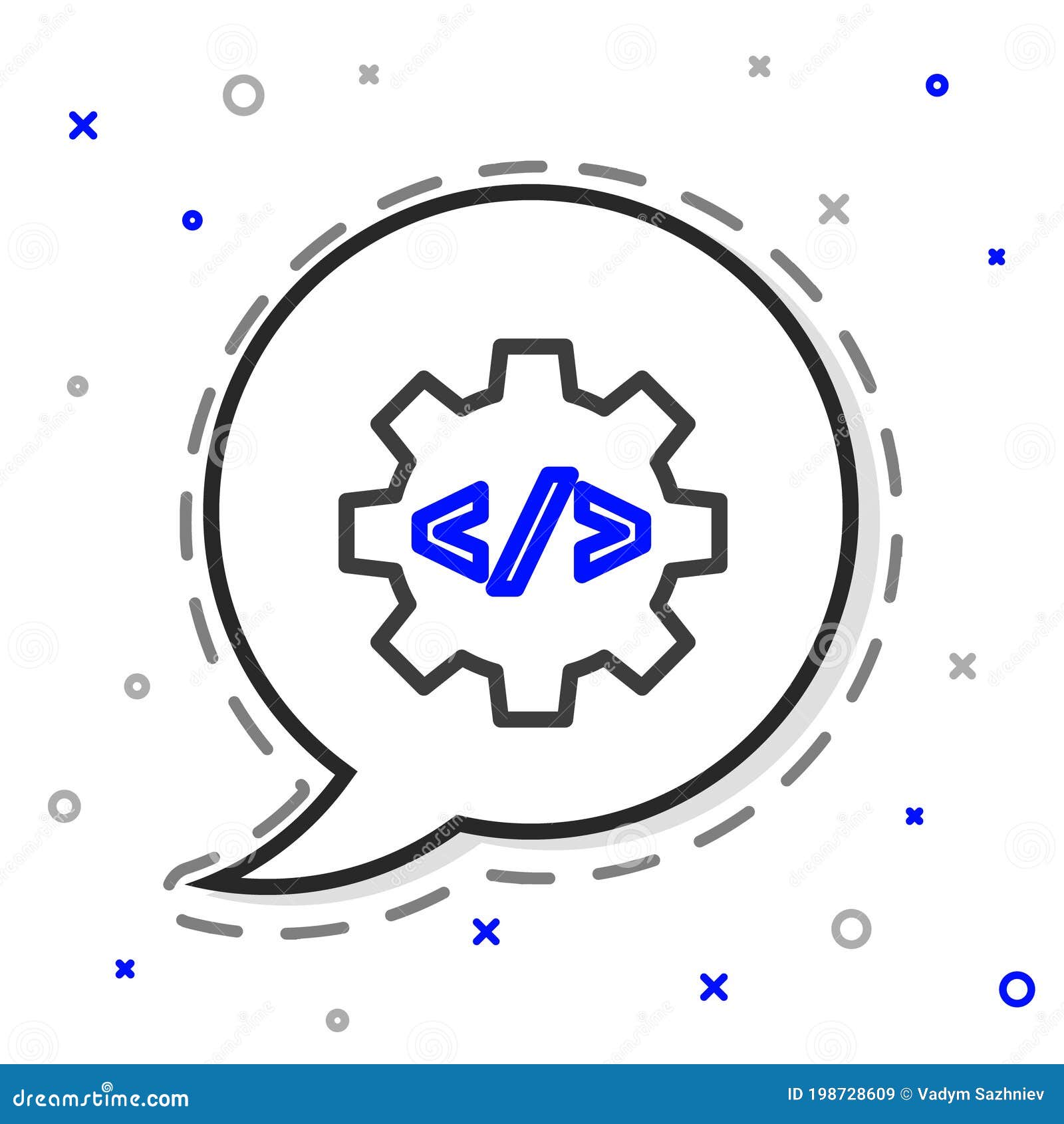 Line Web Design and Front End Development Icon Isolated on White ...