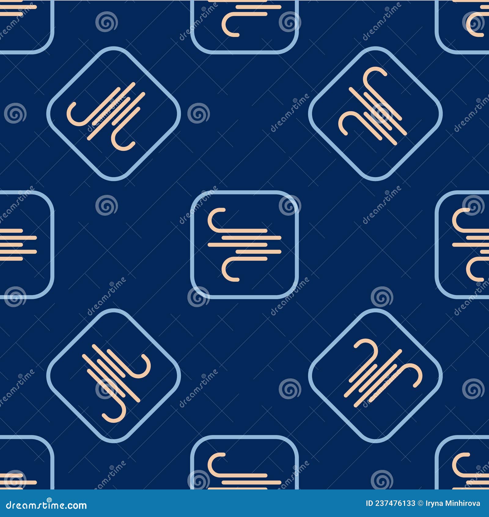 Line Wind Icon Isolated Seamless Pattern on Blue Background. Windy ...