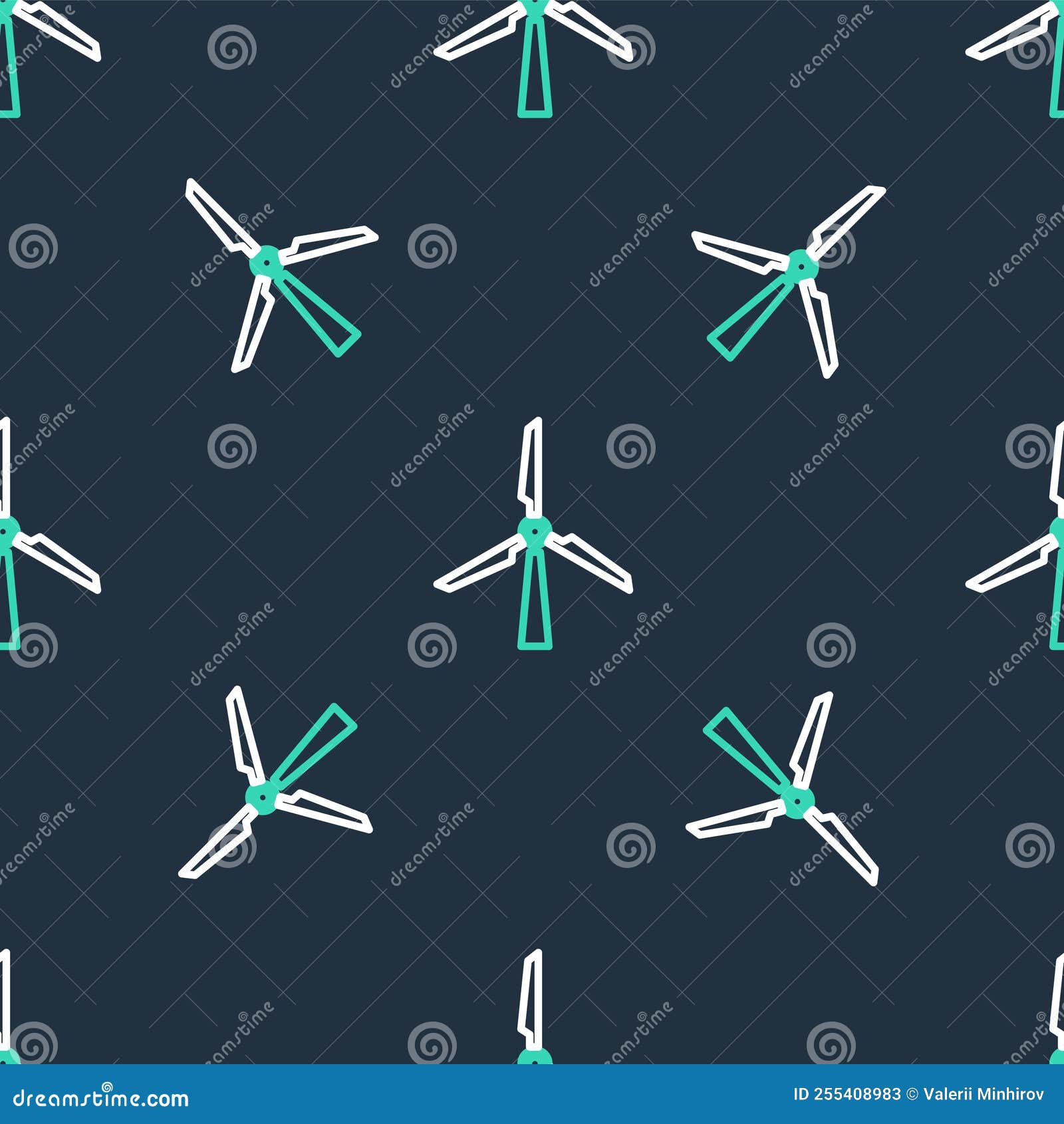 Line Wind Turbine Icon Isolated Seamless Pattern on Black Background ... Line Wind Turbine Icon Isolated Seamless Pattern on Black Background ...