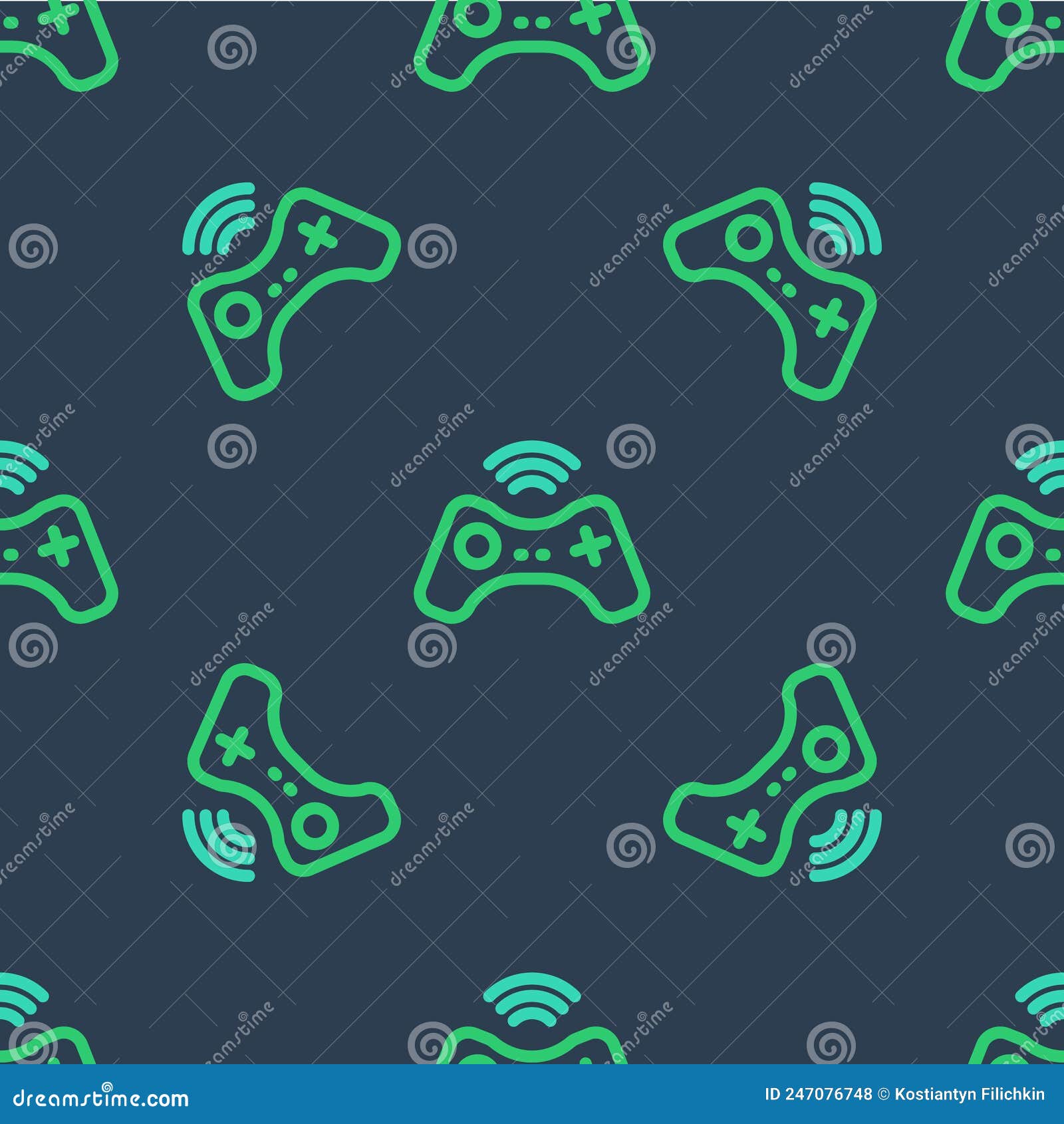 Line Wireless Gamepad Icon Isolated Seamless Pattern on Blue Background ... Line Wireless Gamepad Icon Isolated Seamless Pattern on Blue Background ...