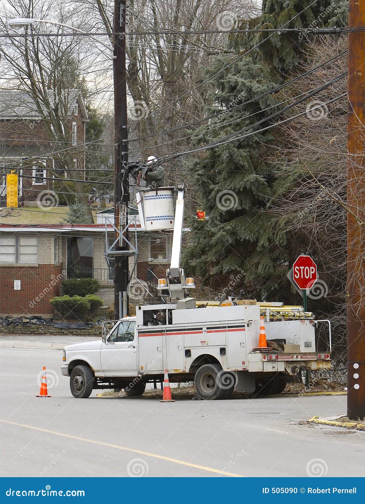 Line Workers stock photo. Image of energy, boom, electricity - 505090