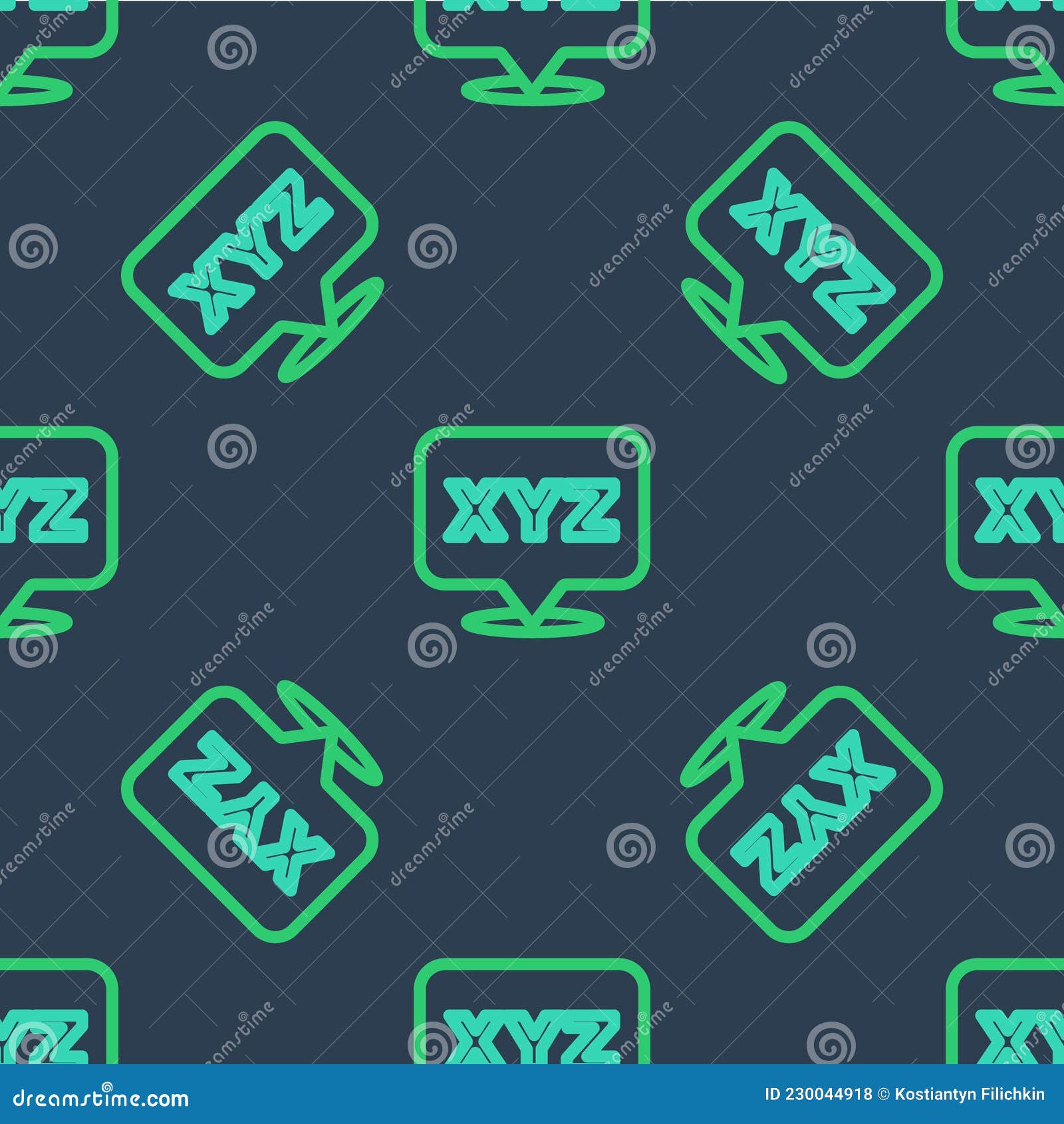 Line XYZ Coordinate System Icon Isolated Seamless Pattern on Blue ...
