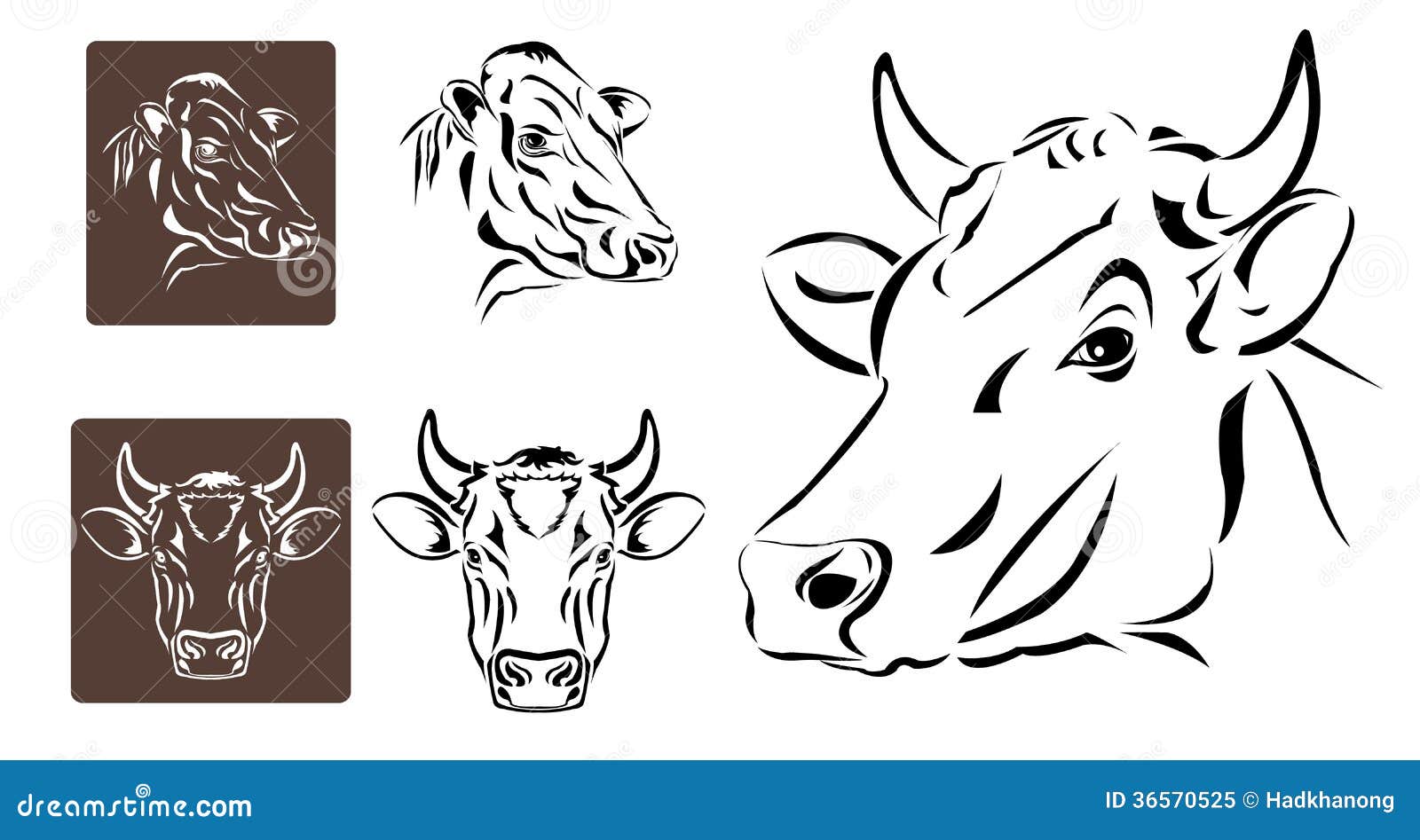 Linea Arte Di Testa Della Mucca Illustrazione Vettoriale ...