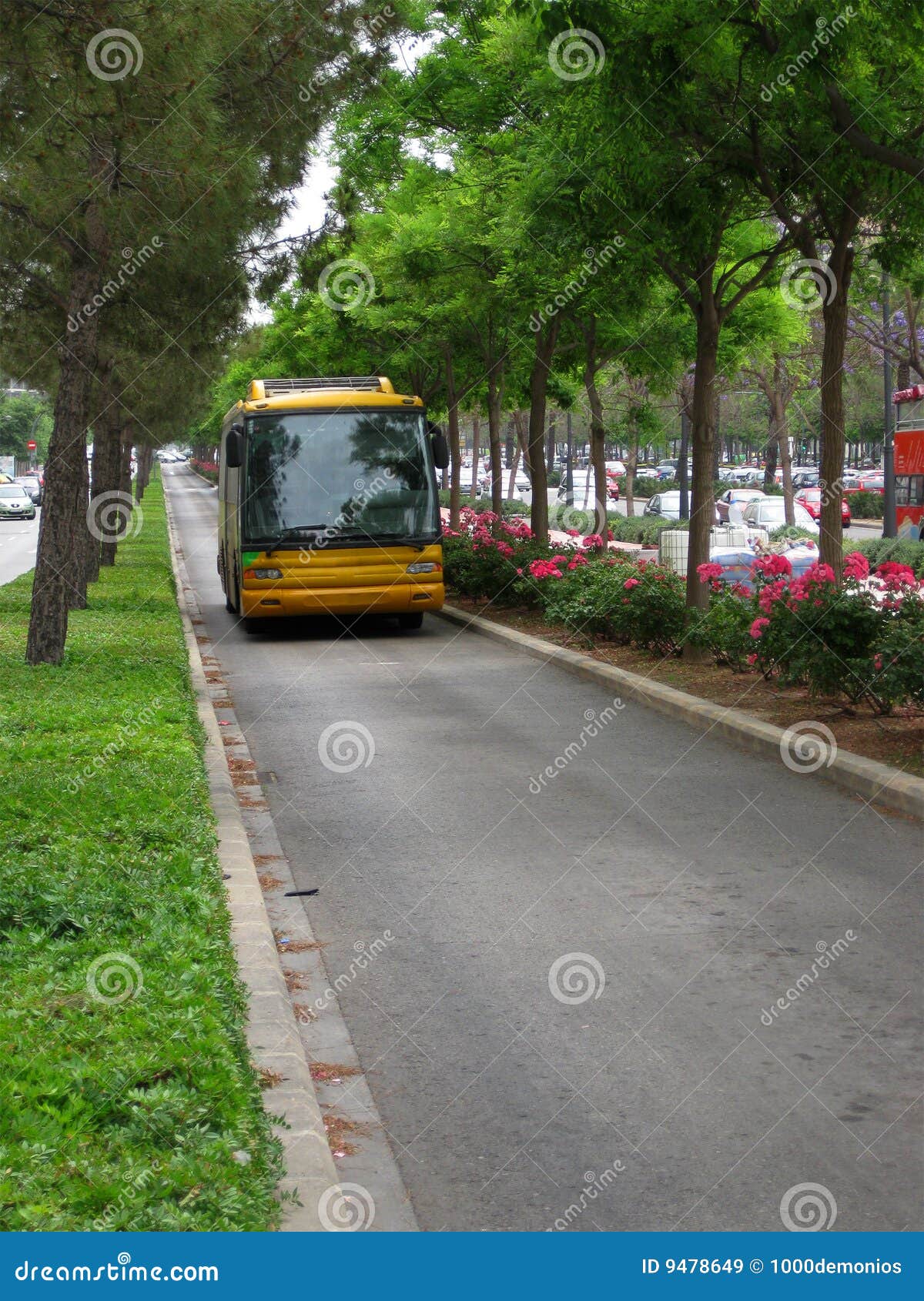 Linea di autobus immagine stock. Immagine di asfalto, città - 9478649