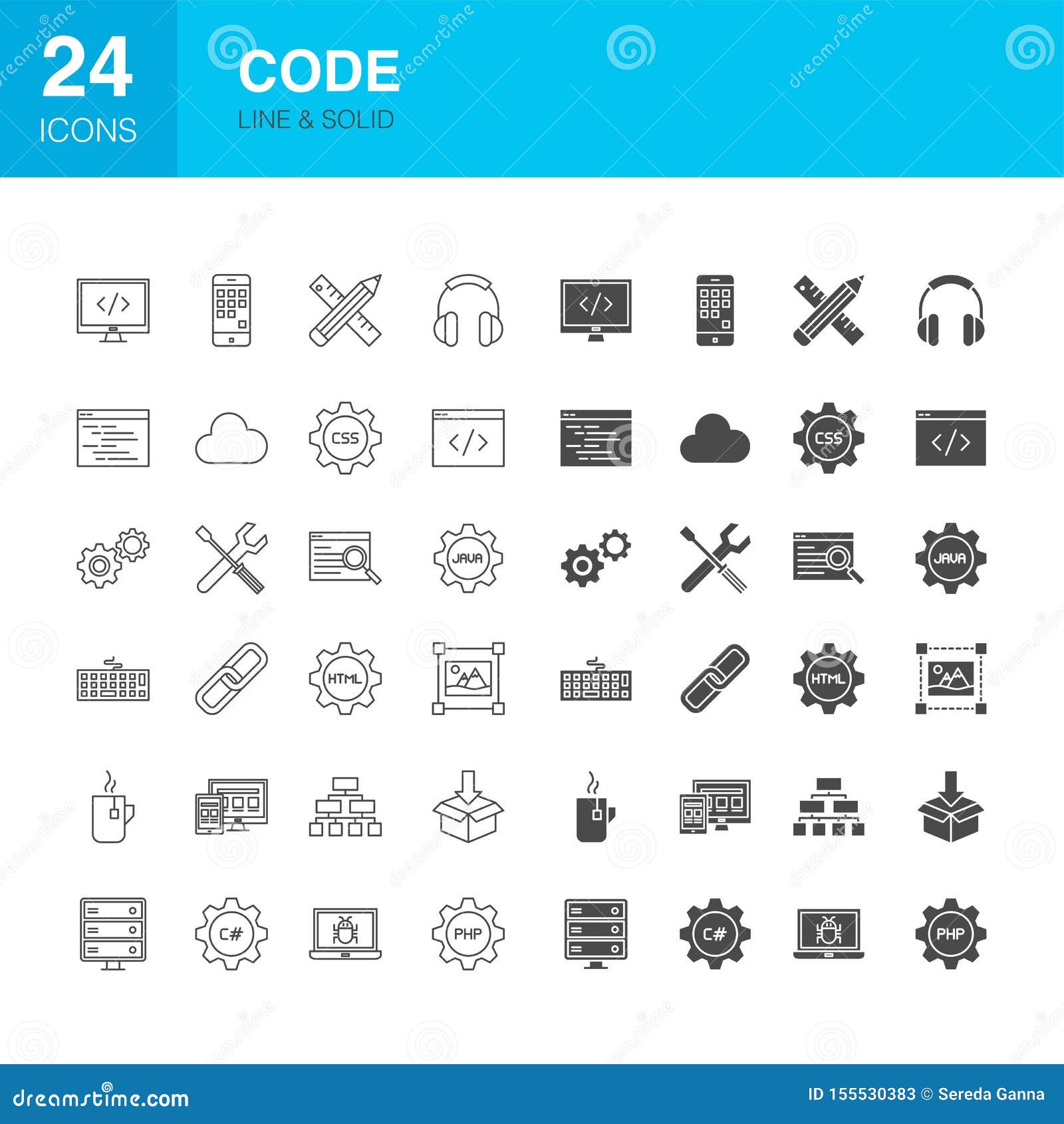 Linea Di Codice Icone Di Glifo Di Web Illustrazione Vettoriale ...