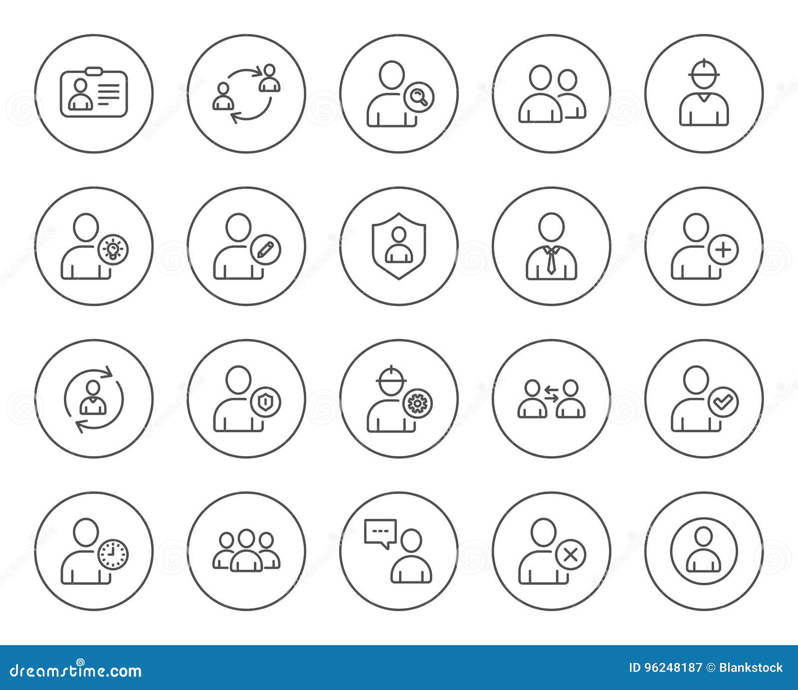 Linea Di Utenti Icone Profilo, Gruppo E Supporto Illustrazione ...