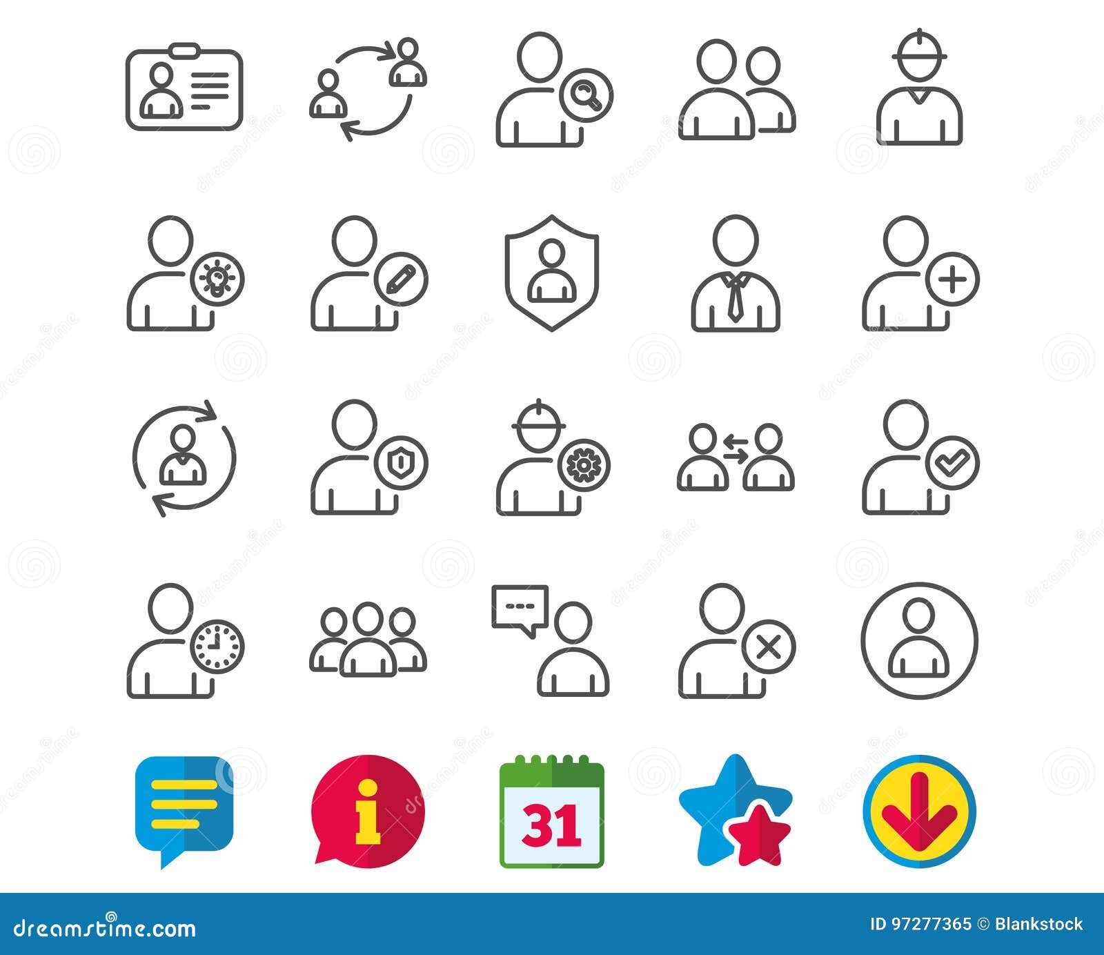 Linea Di Utenti Icone Profilo, Gruppo E Supporto Illustrazione ...