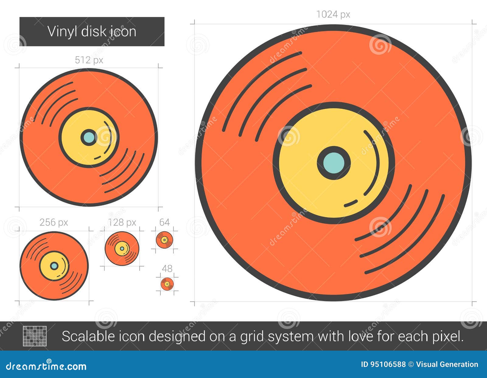 Linea Icona Del Disco Del Vinile Illustrazione Vettoriale ...