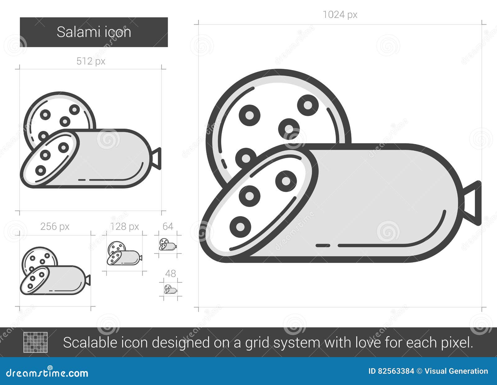 Linea icona del salame illustrazione vettoriale. Illustrazione di ...