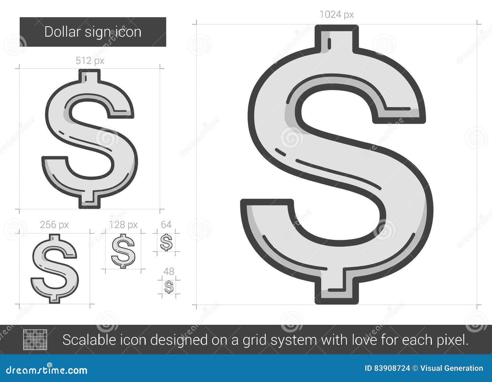 Linea Icona Del Simbolo Di Dollaro Illustrazione Vettoriale ...