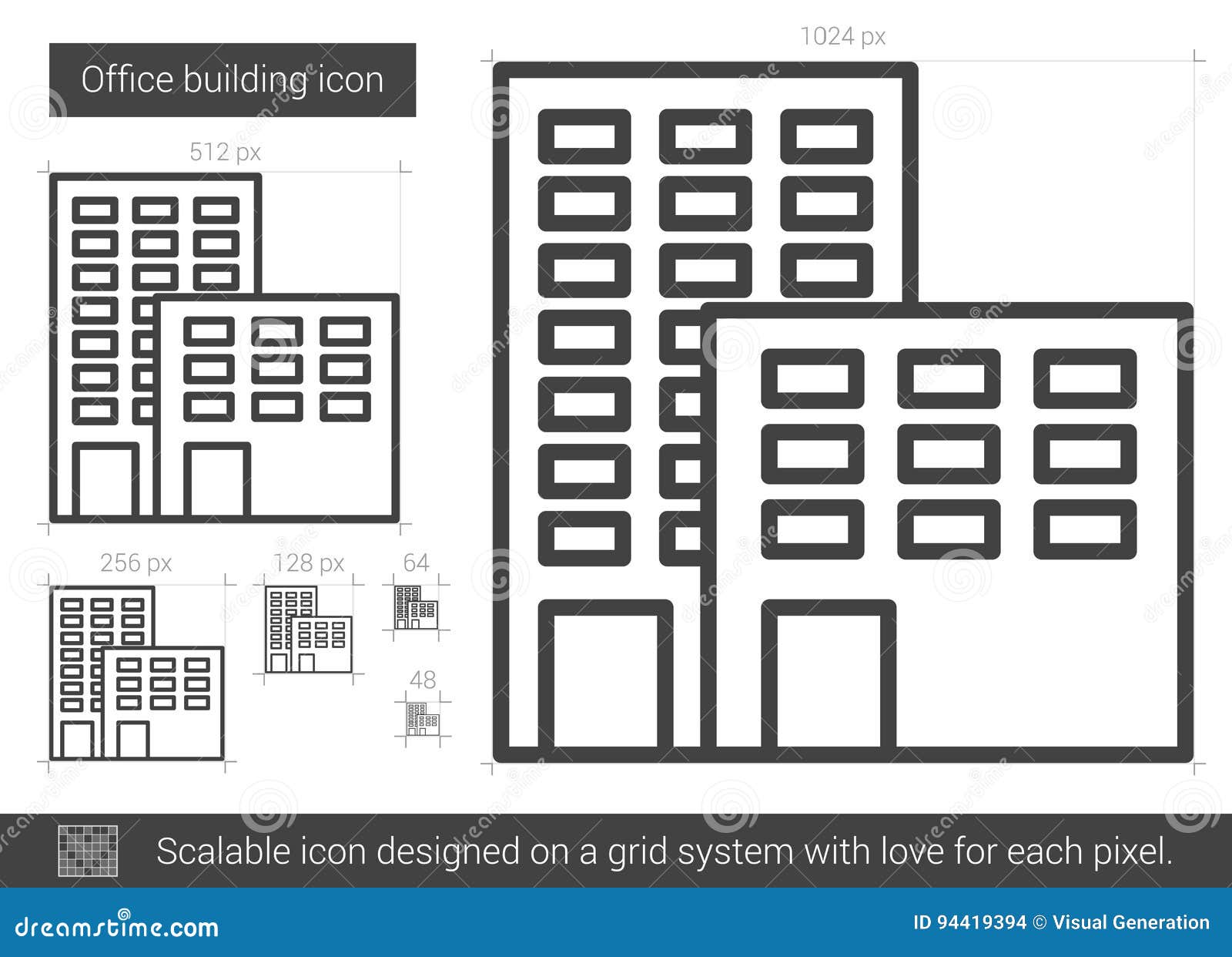 Linea Icona Dell'edificio Per Uffici Illustrazione Vettoriale ...