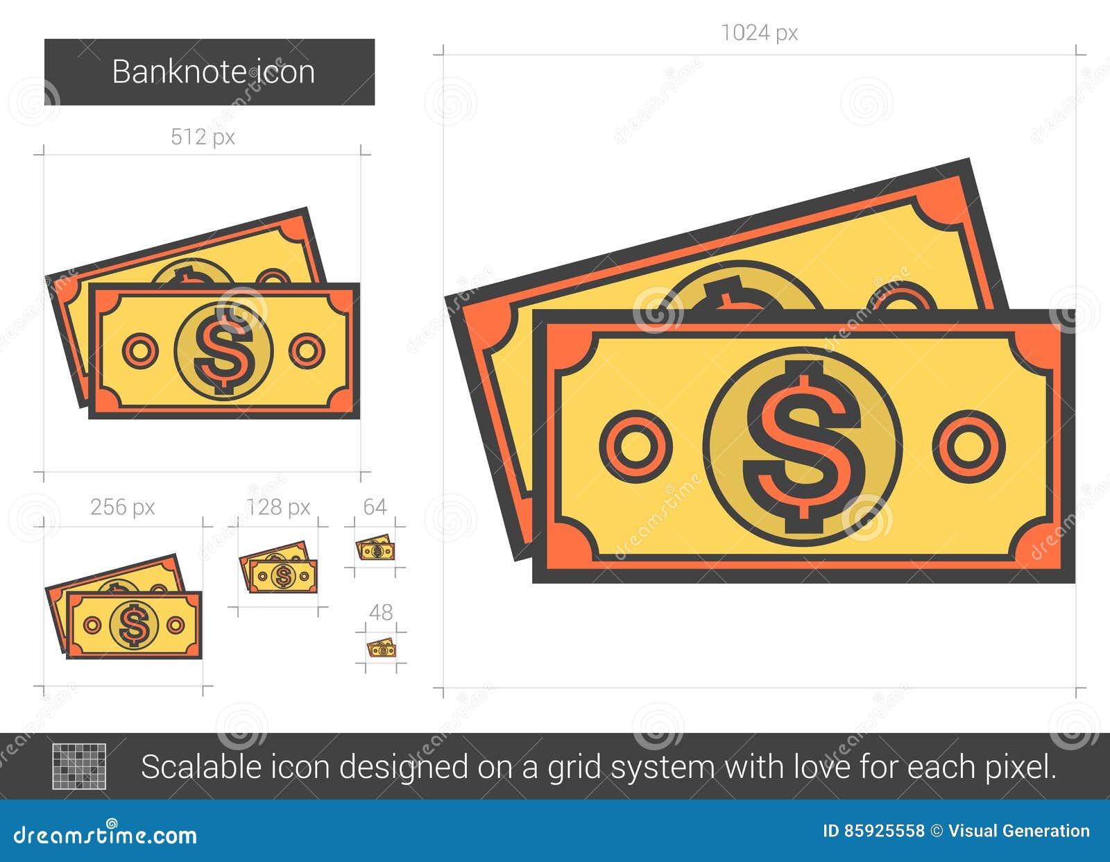 Linea Icona Della Banconota Illustrazione Vettoriale - Illustrazione di ...