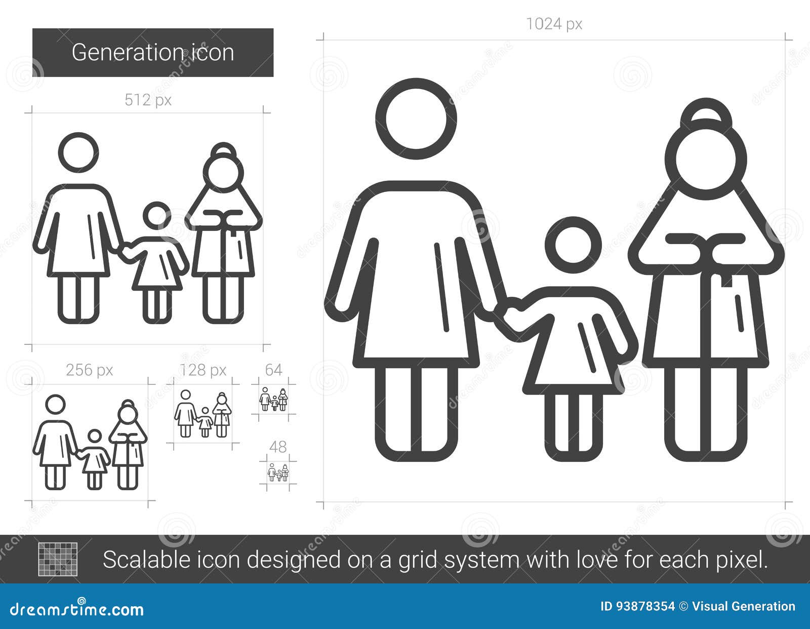 Linea Icona Della Generazione Illustrazione Vettoriale - Illustrazione ...