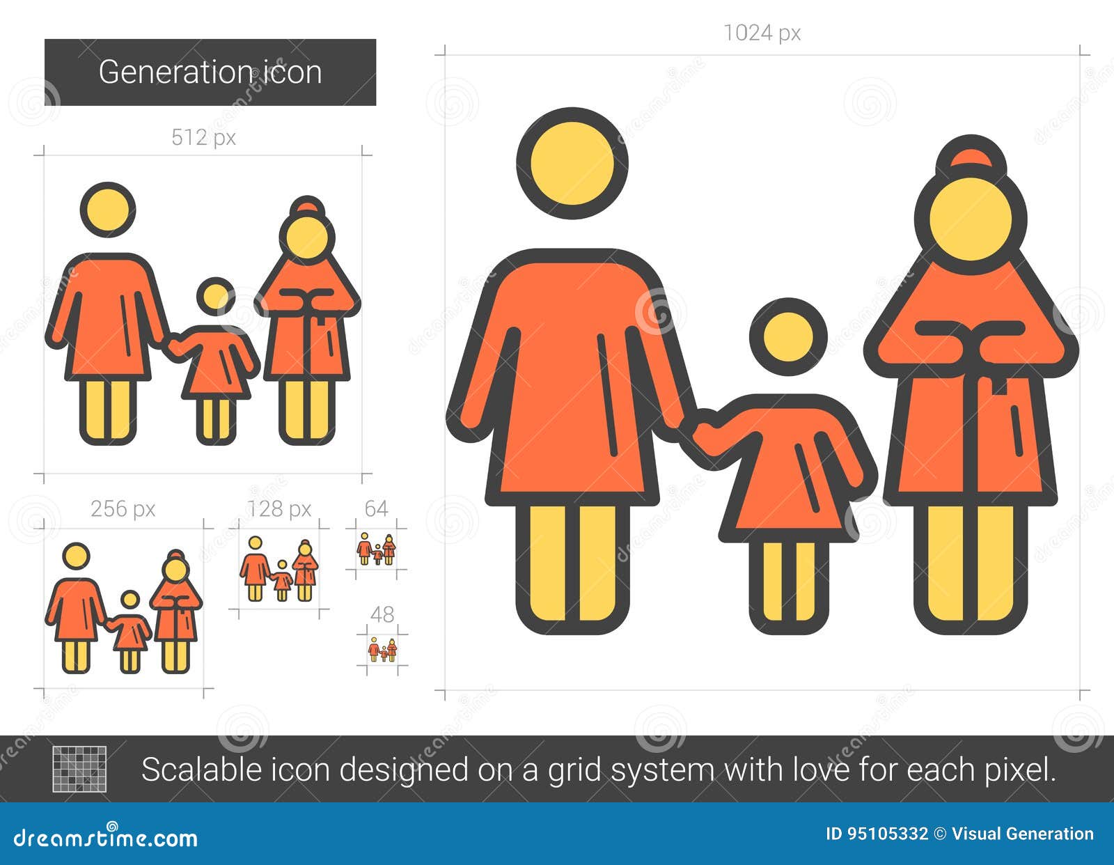 Linea Icona Della Generazione Illustrazione Vettoriale - Illustrazione ...
