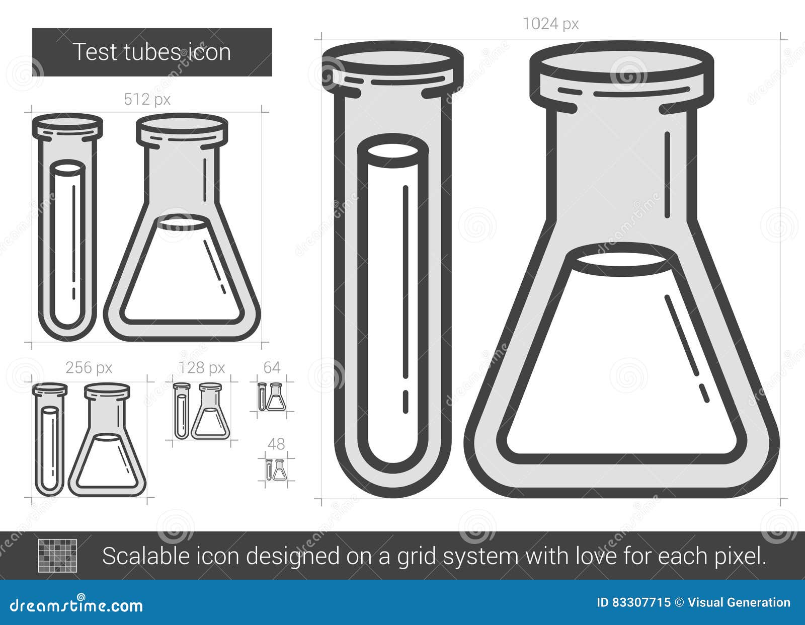 Linea icona delle provette illustrazione vettoriale. Illustrazione di ...