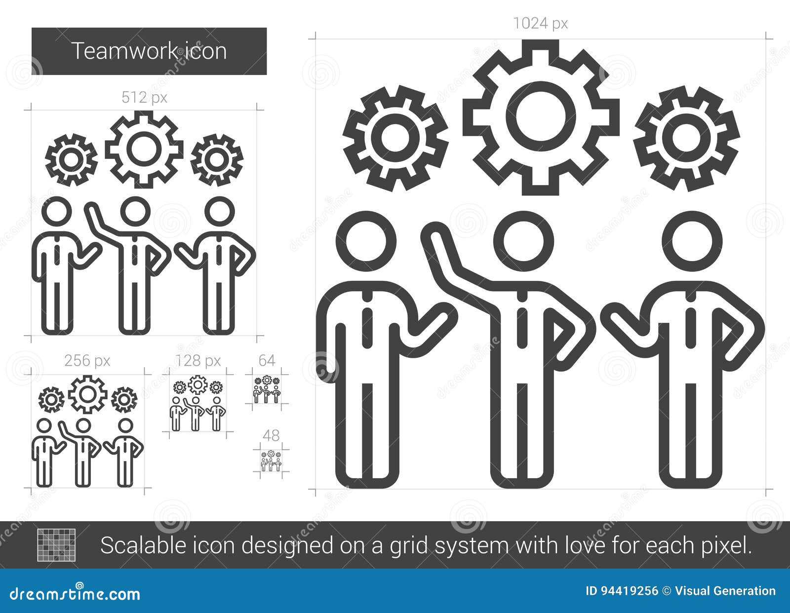Linea Icona Di Lavoro Di Squadra Illustrazione Vettoriale ...