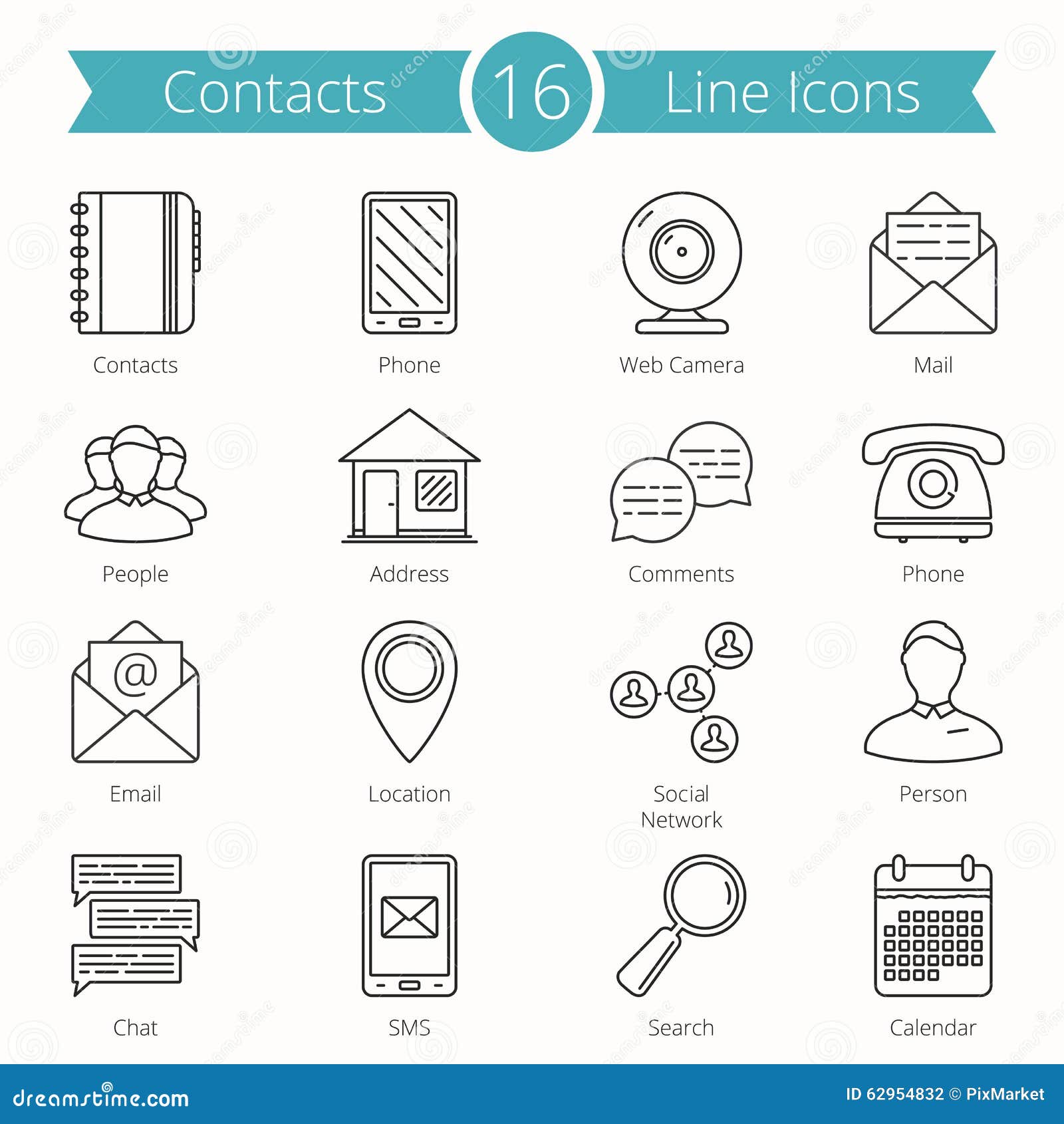Linea icone dei contatti illustrazione vettoriale. Illustrazione di ...