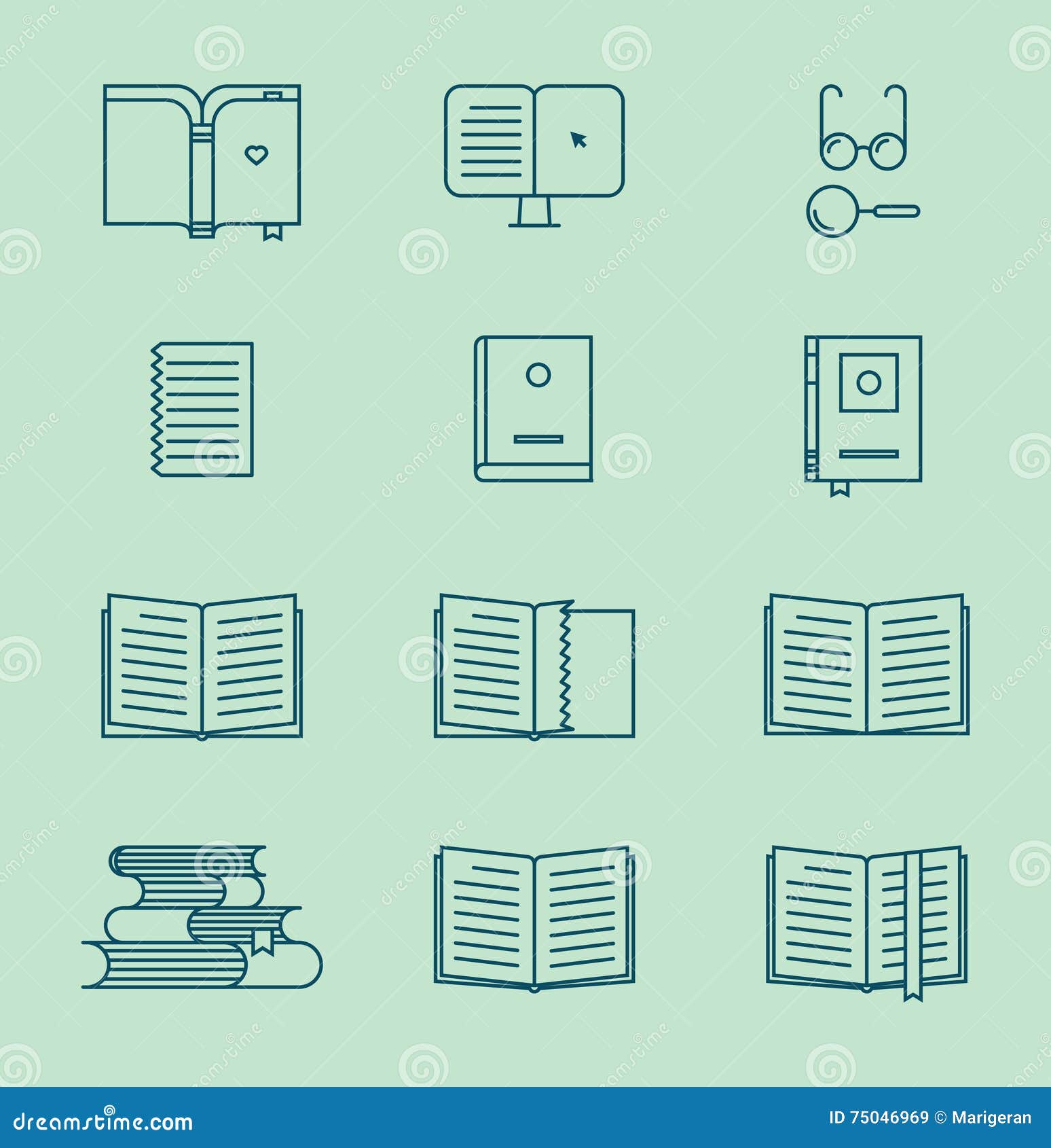 Linea icone del libro illustrazione vettoriale. Illustrazione di ...