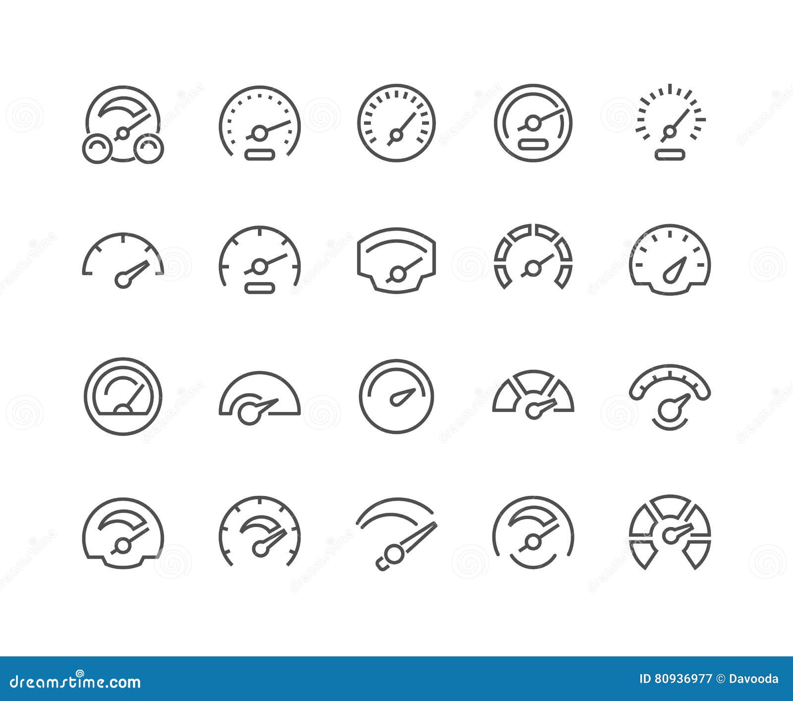 Linea icone del tachimetro illustrazione vettoriale. Illustrazione di ...