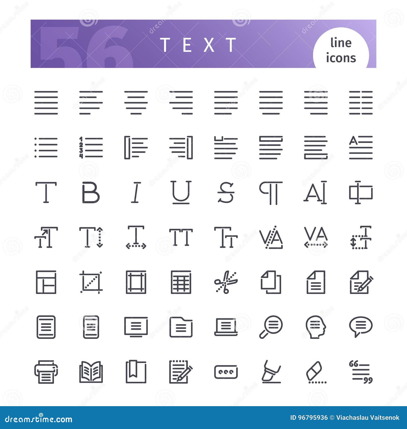 Linea Icone Del Testo Messe Illustrazione Vettoriale - Illustrazione di ...