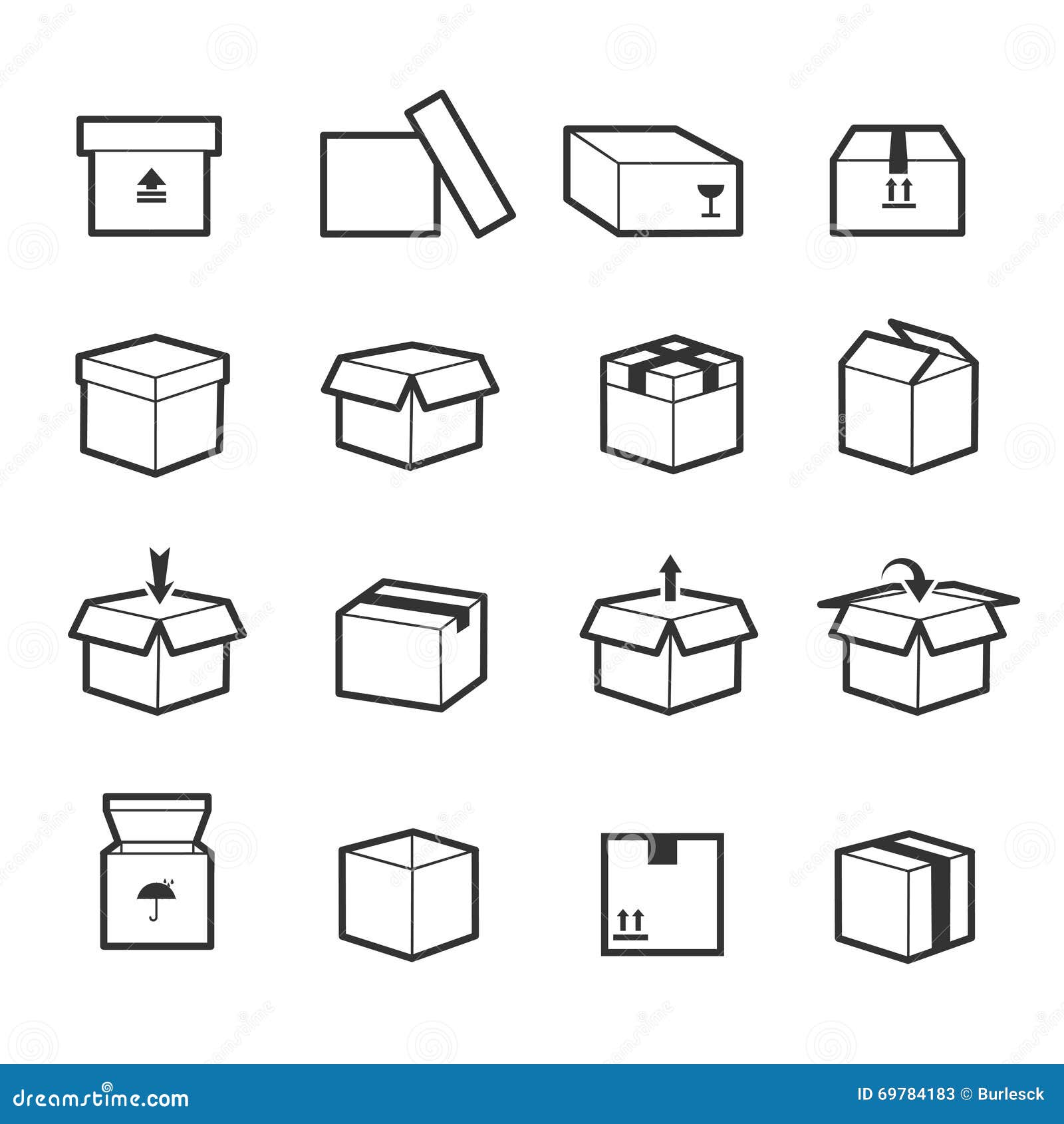 Linea Icone Di Vettore Della Scatola Illustrazione Vettoriale ...