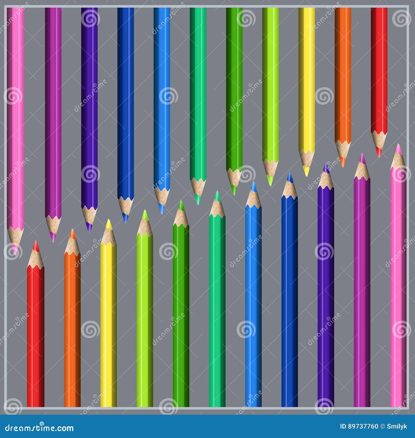 Linea Inclinata Di Due-side Di Matite Realistiche Variopinte ...
