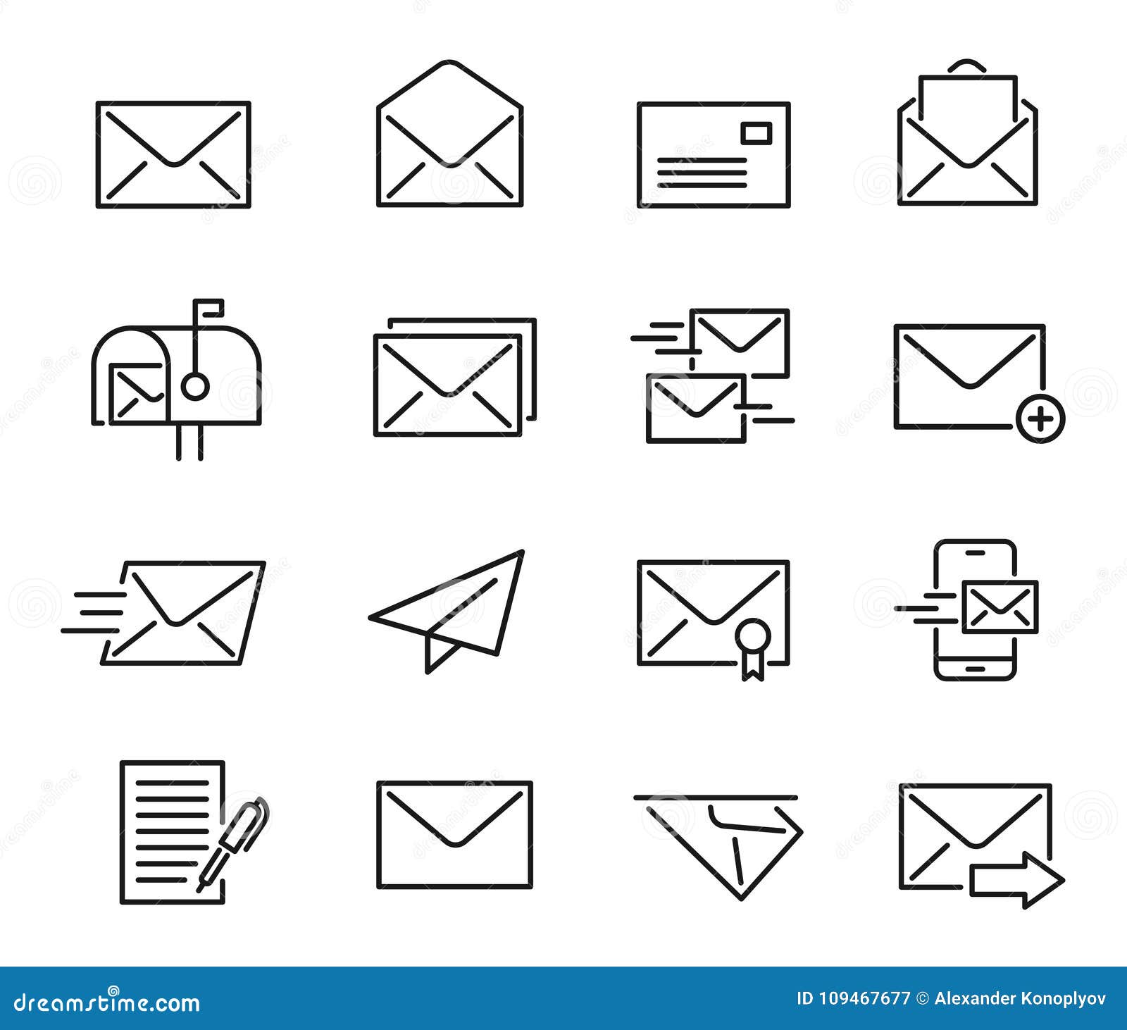 Linea Insieme Della Posta Dell'icona Illustrazione Vettoriale ...
