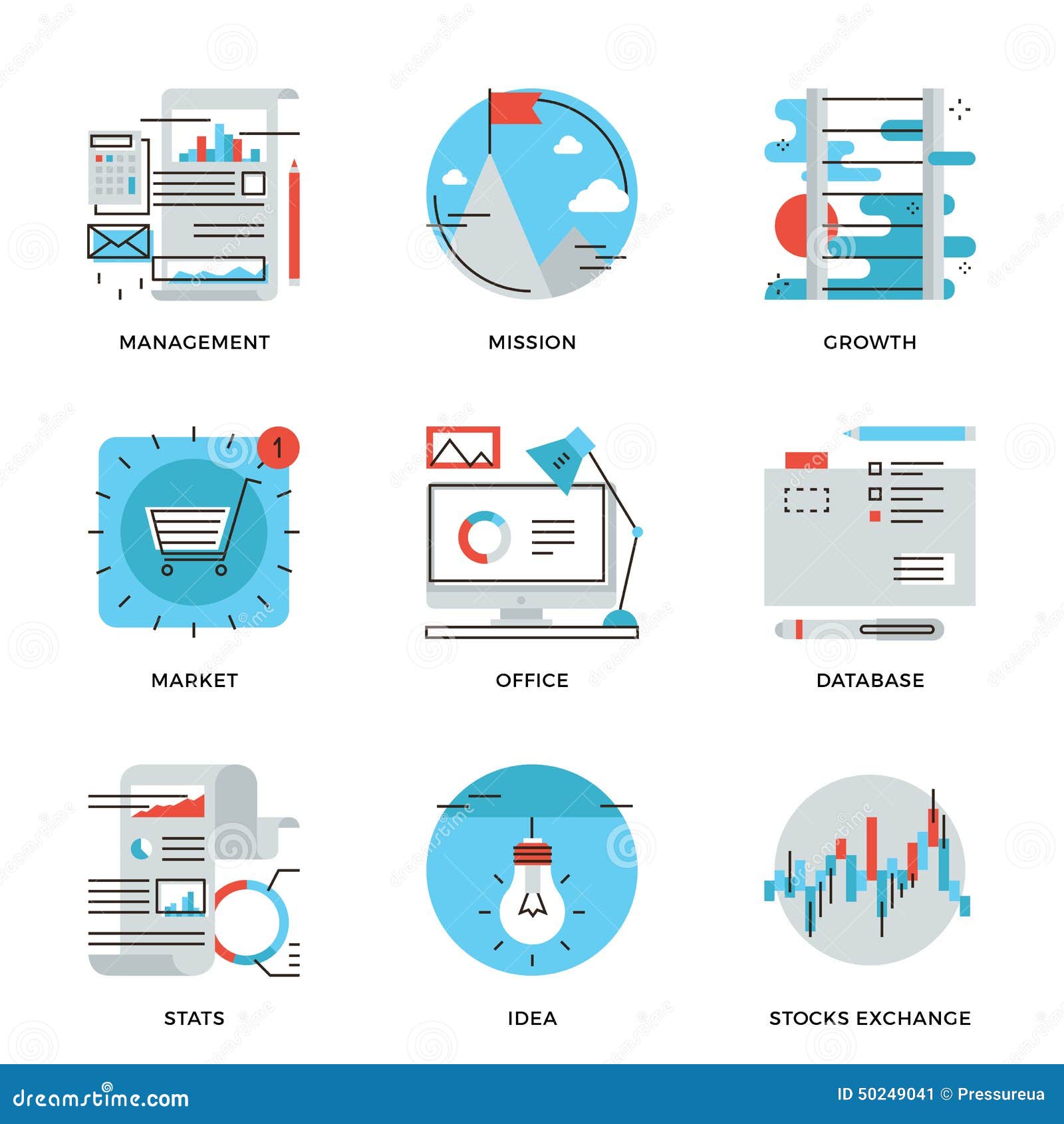 Linea Moderna Icone Della Gestione Di Impresa Messe Illustrazione ...