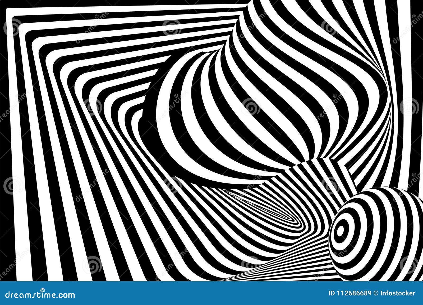 Linea Nera Illusione Di Bianco 3d Della Palla Di Distorsione ...